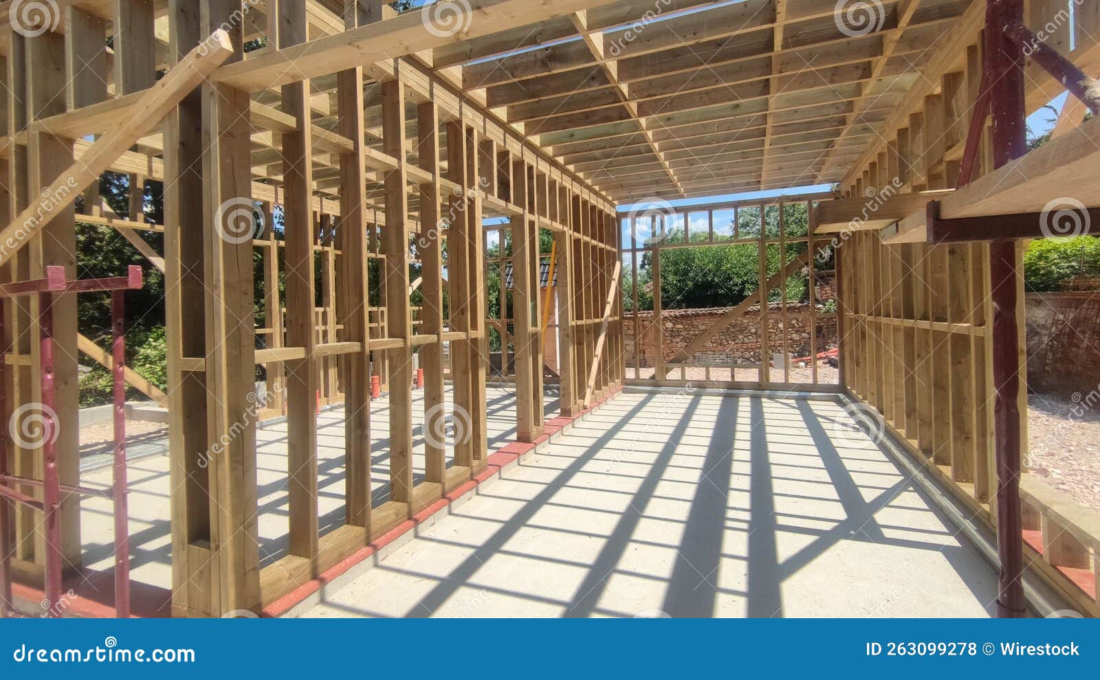 Wooden Structure of a Building Under the Sunlight -construction Site ...