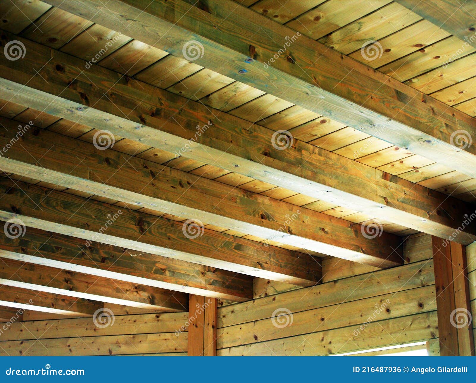 Wooden Structure of a Ceiling Stock Photo - Image of house, fabrication ...