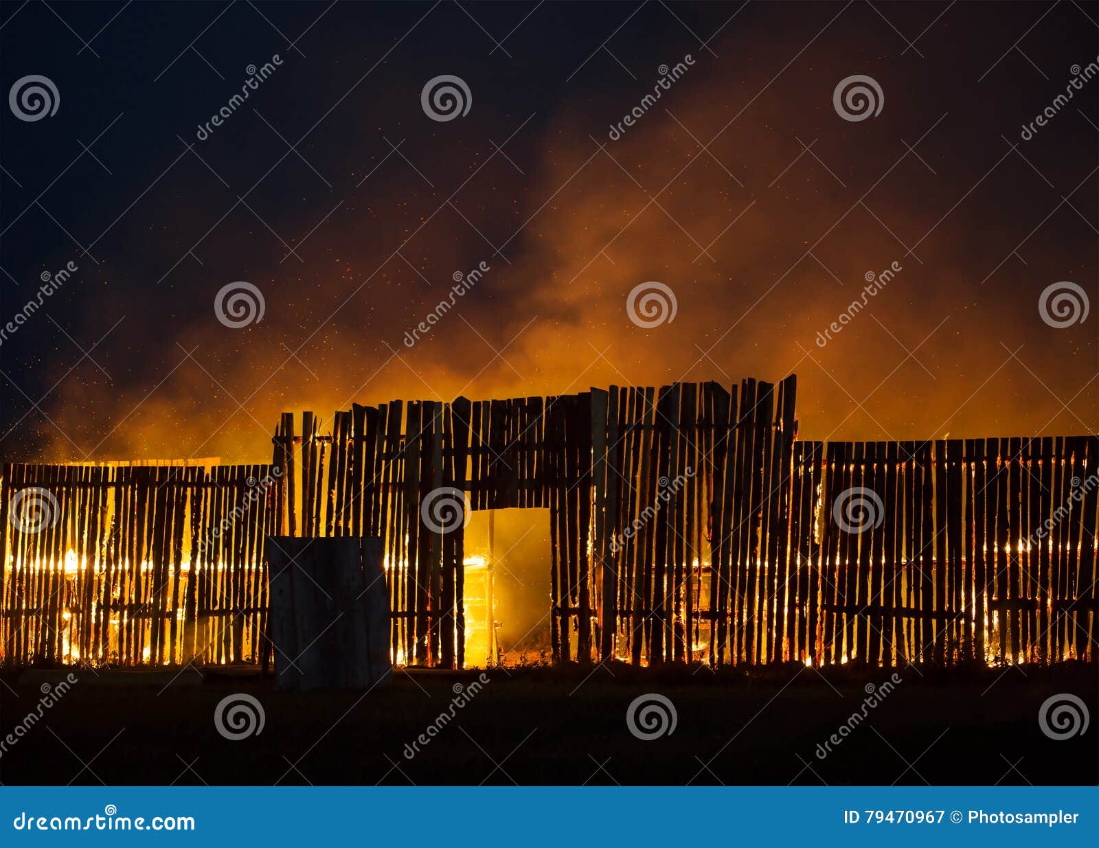 Wooden structure on fire stock image. Image of flying - 79470967