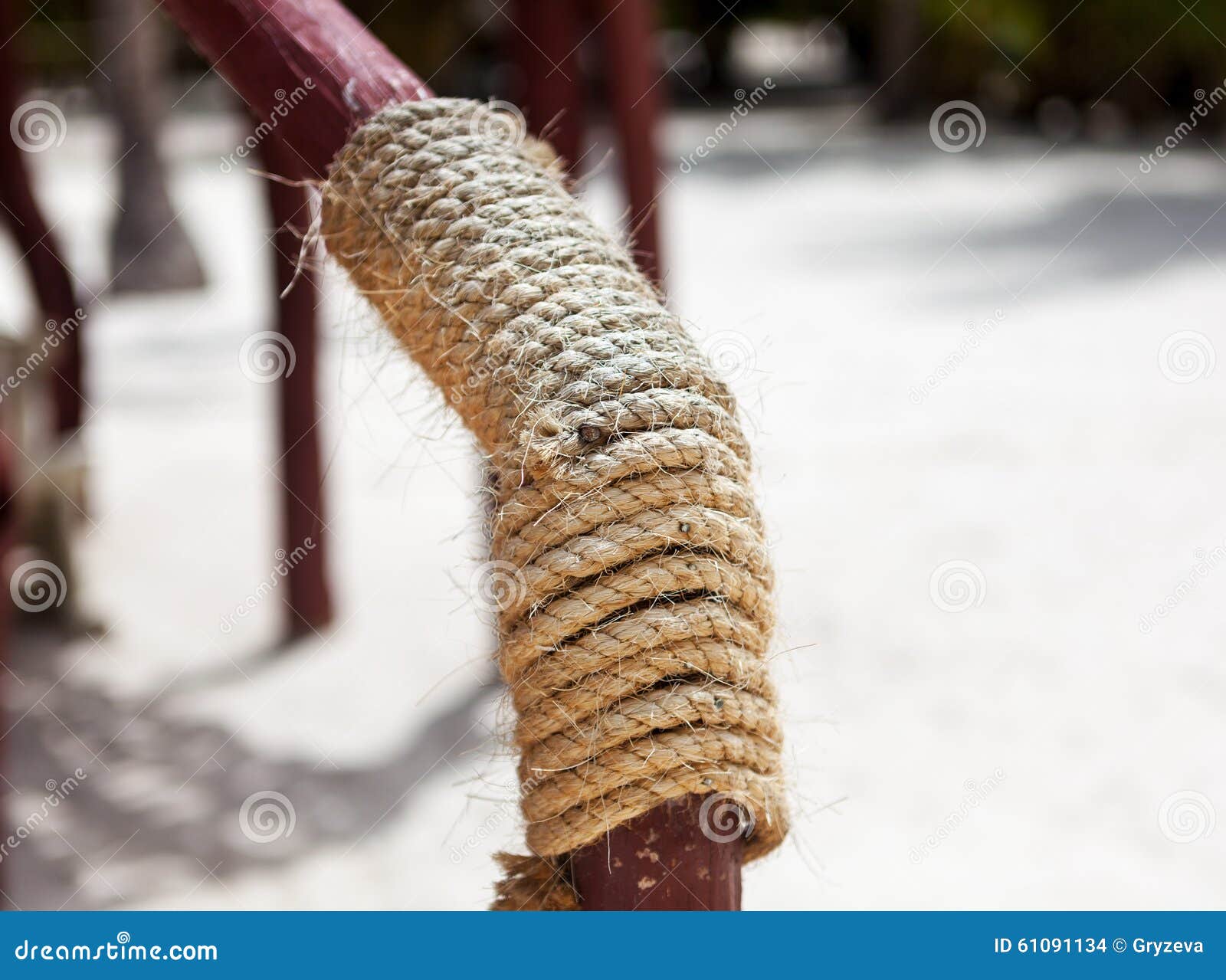 Wooden Structure with a Thick Rope Close-up Stock Photo - Image of ...