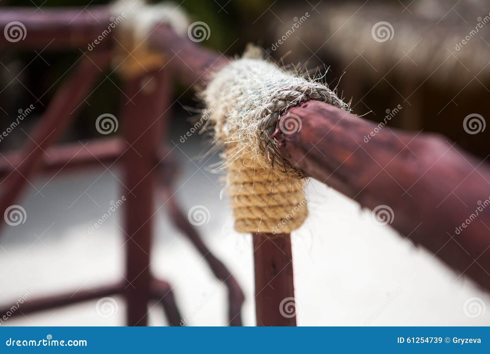 Wooden Structure with a Thick Rope Close-up Stock Image - Image of ...