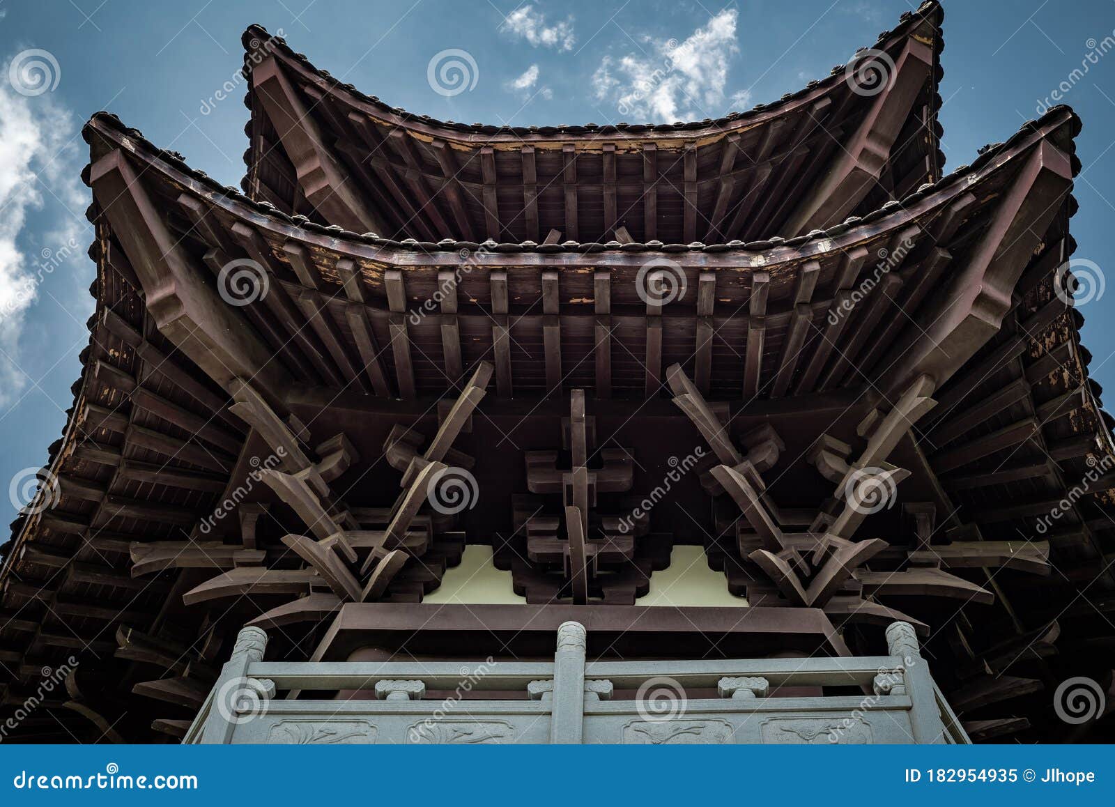 Wooden structure of tower stock image. Image of chinese - 182954935