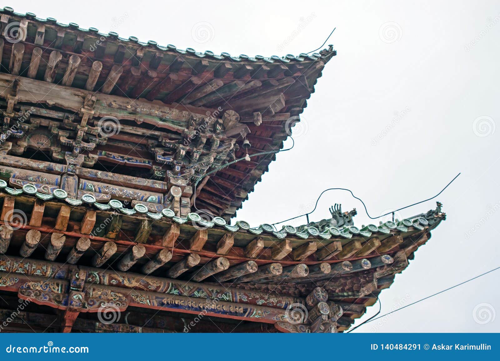 Wooden Structure of Traditional Chinese Roof of Pagoda in Kumbum ... Wooden Structure of Traditional Chinese Roof of Pagoda in Kumbum ...