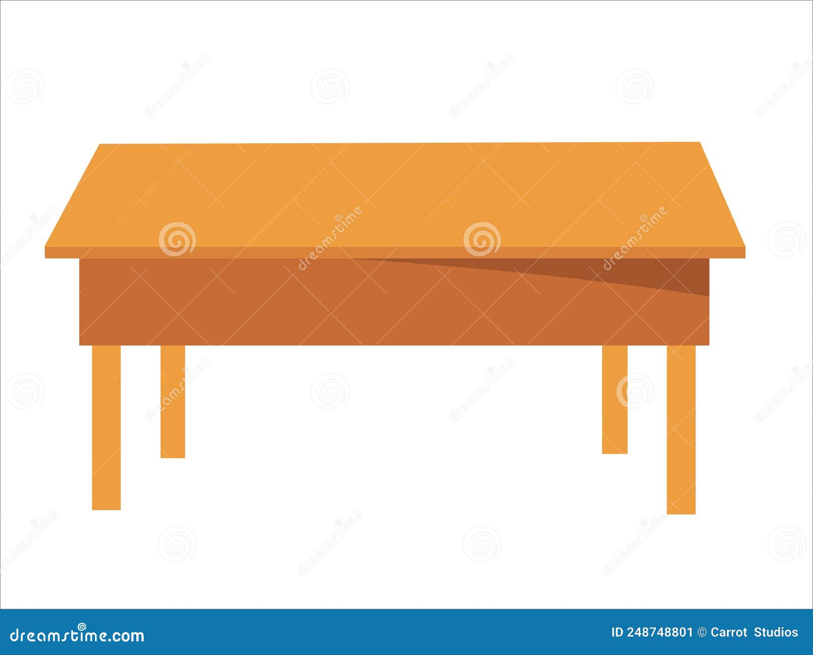 Wooden study table vector stock vector. Illustration of white - 248748801