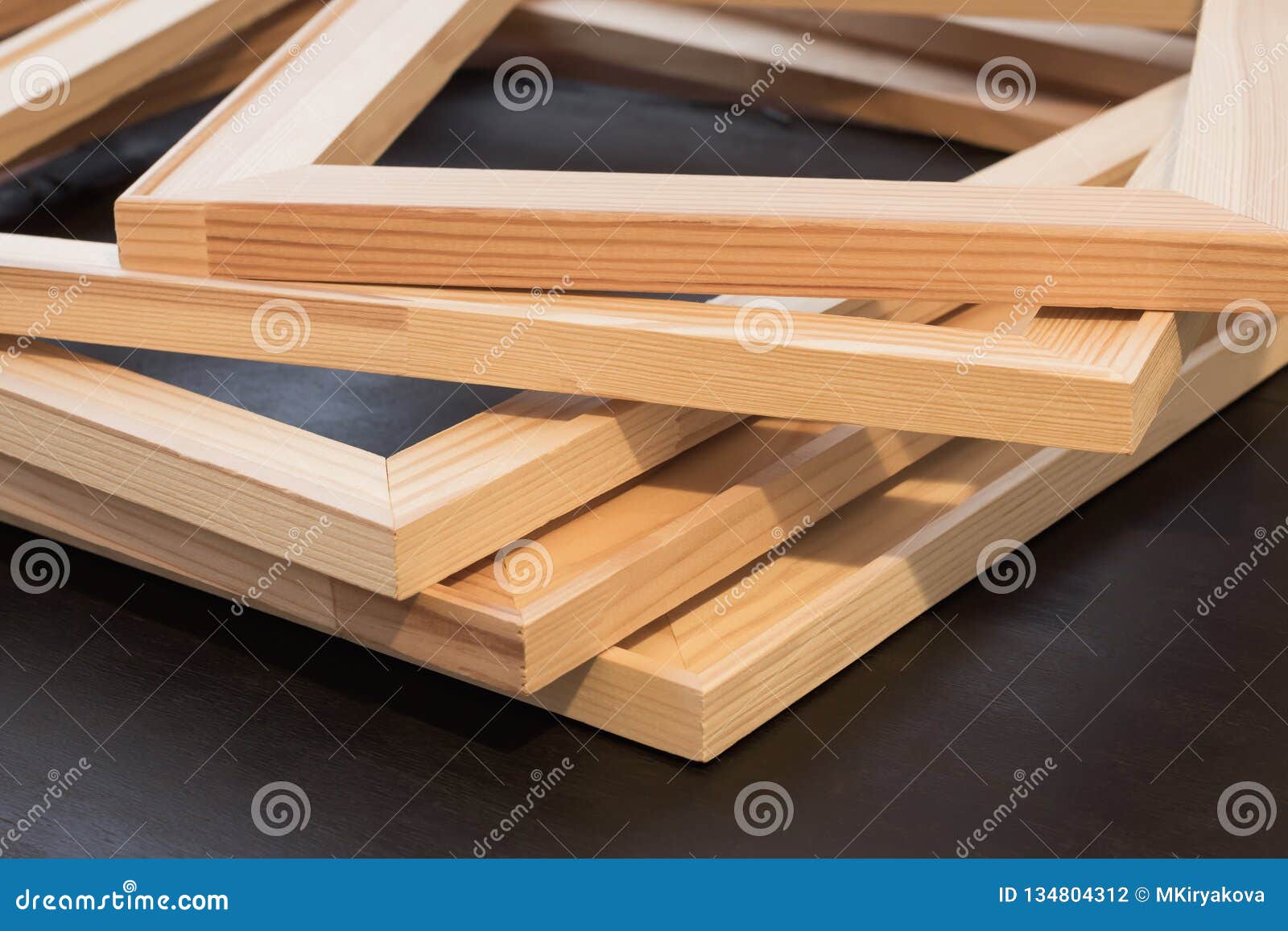 Wooden Subframes on Dark Background. Stock Photo - Image of design ...