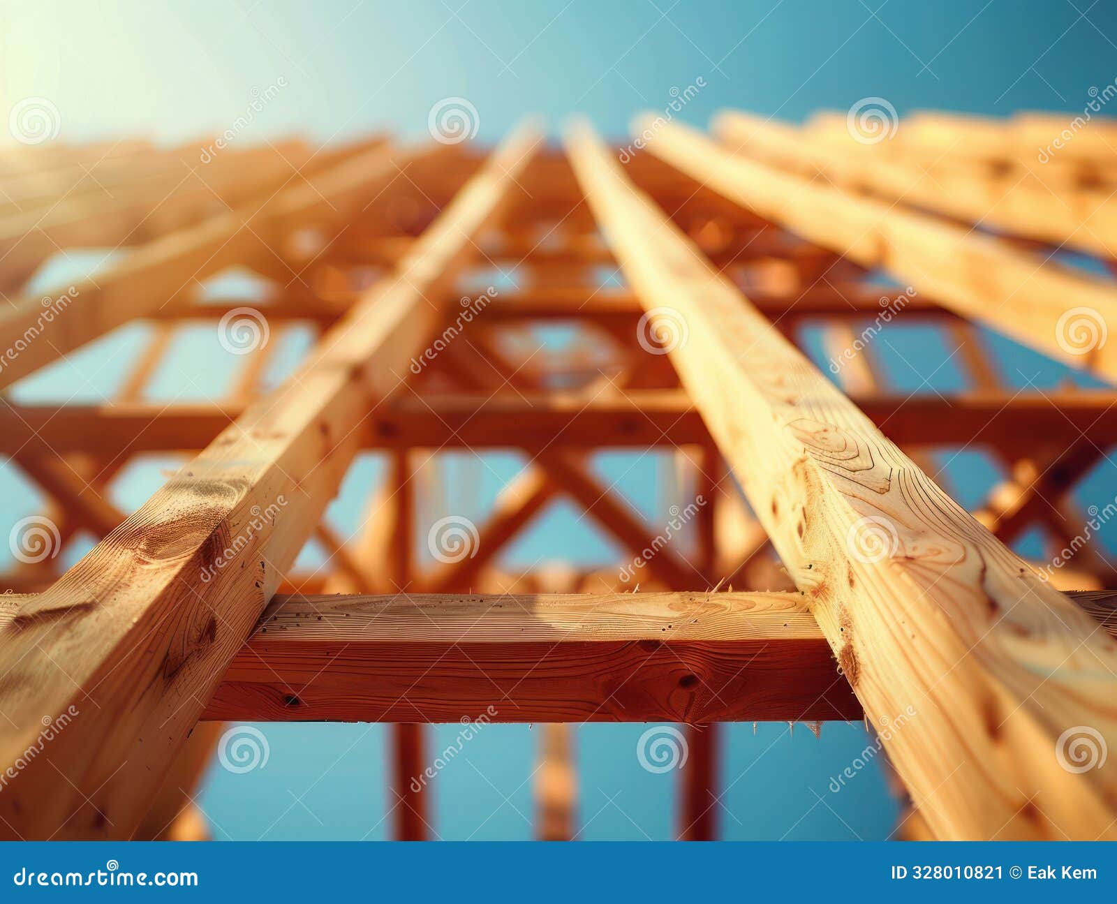Wooden Support Structures Form Detailed Framework at a Development Site ...