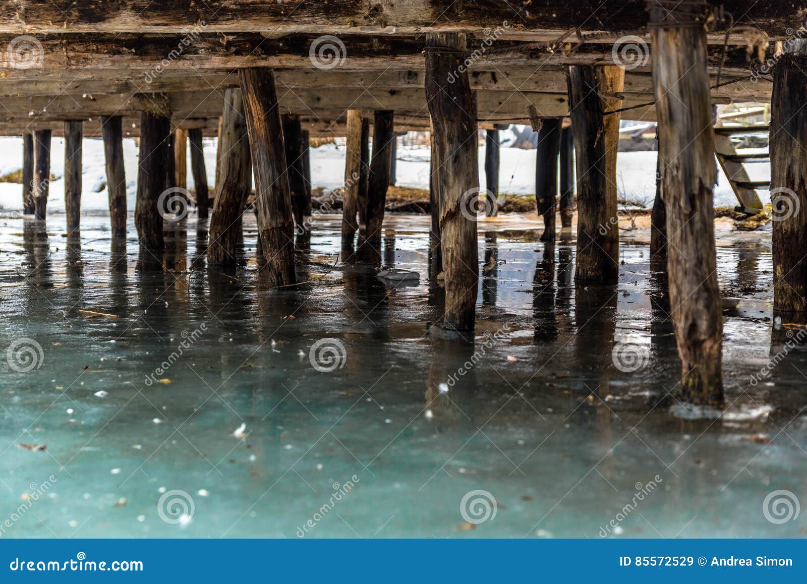 Wooden Support System of a Pontoon Stock Image - Image of landing, edge ...