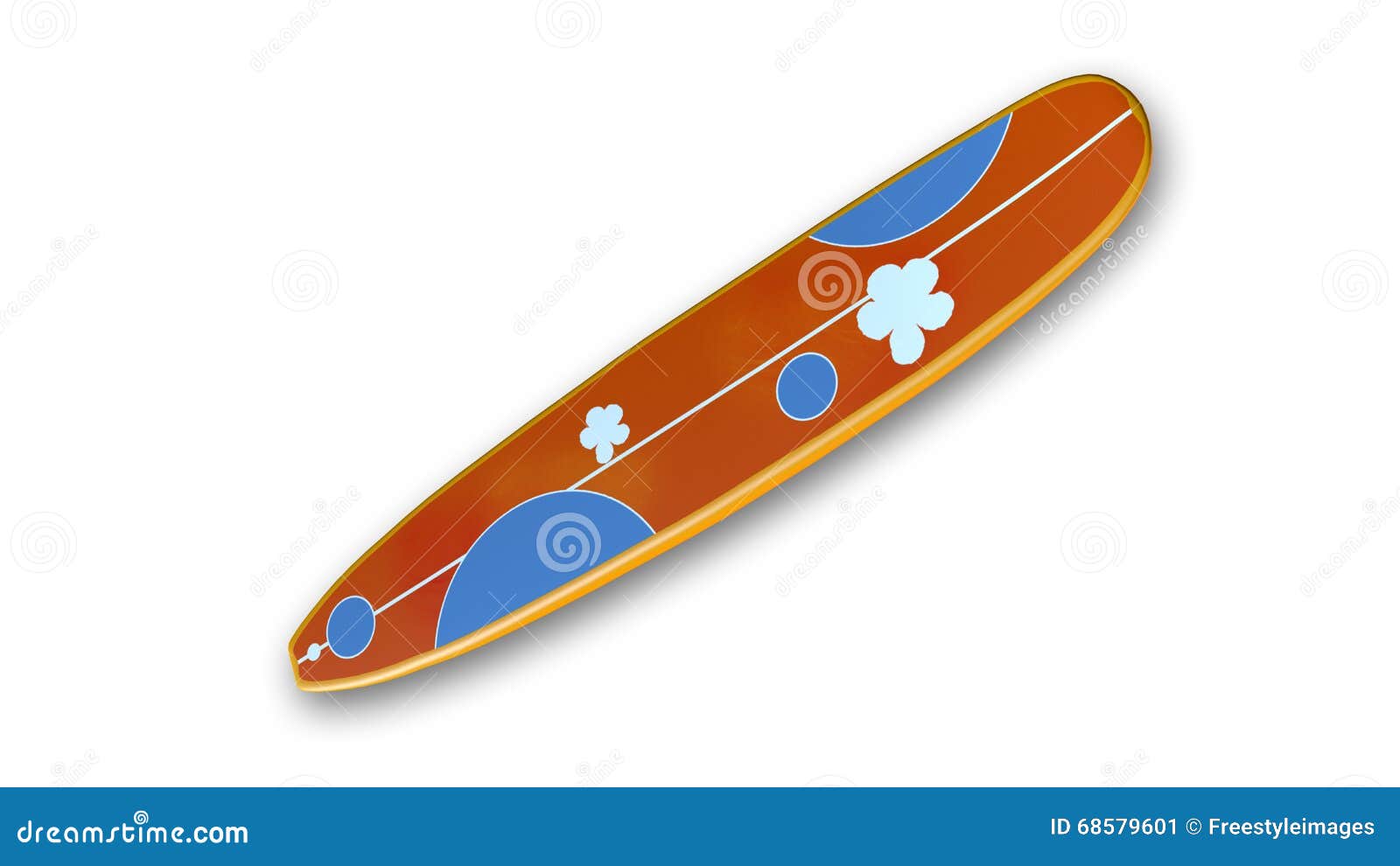 Wooden Surfboard Isolated On White Background, Bottom View Royalty-Free ...