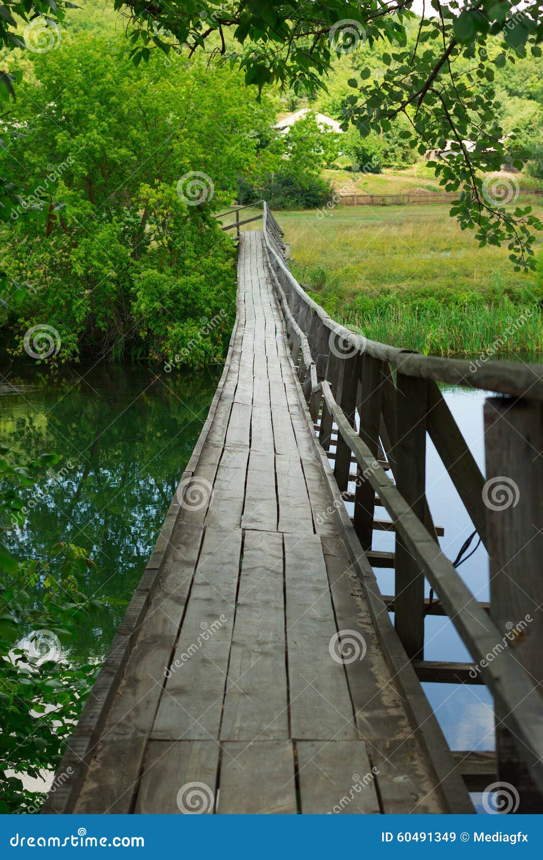 Wooden suspension bridge stock image. Image of tropical - 60491349