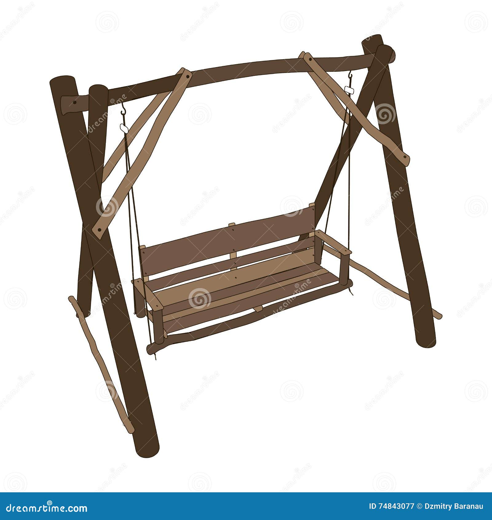 Wooden Swing 3d View. Exterior Features Stock Vector - Illustration of ...