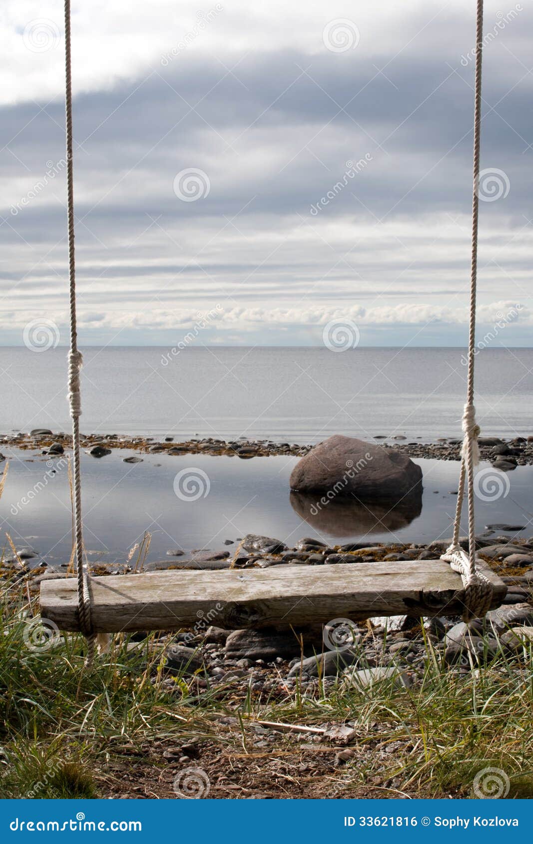 Wooden swing with ropes stock photo. Image of closeup - 33621816