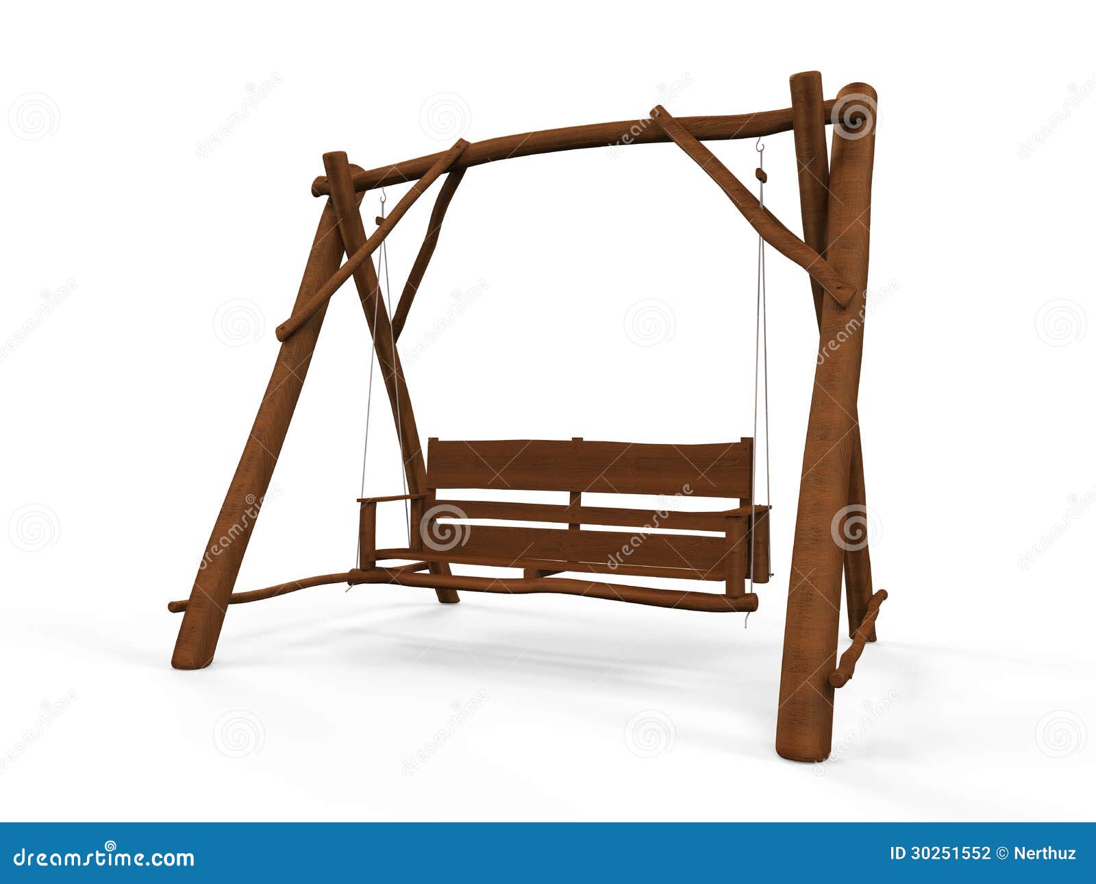 Wooden Swing on White Background Stock Illustration - Illustration of ...