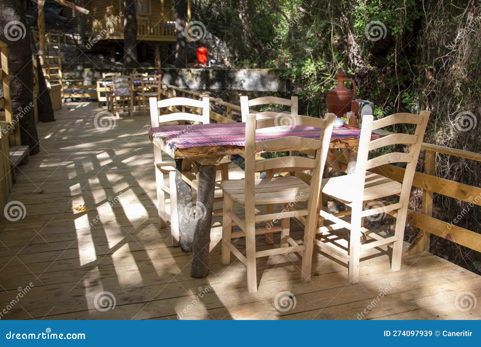 Wooden Table and Chairs in a Cafe in the Countryside Stock Image ...