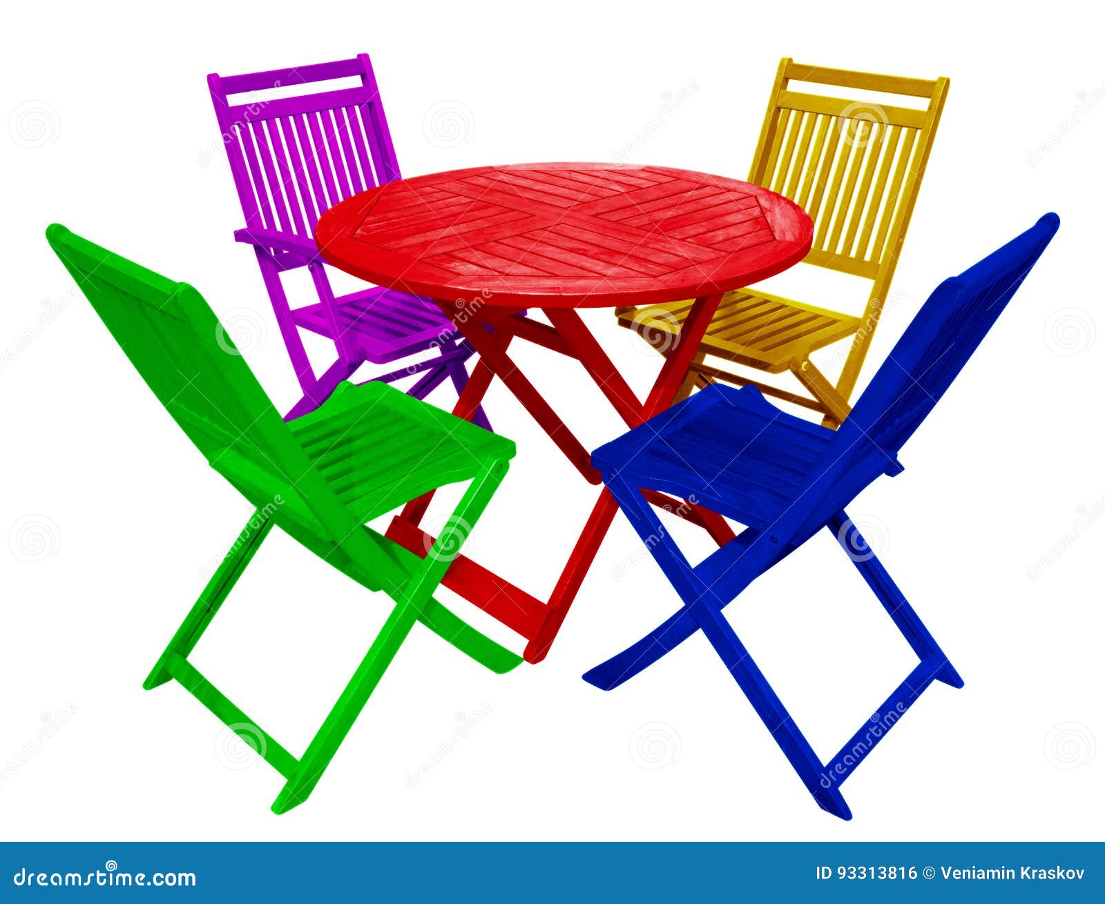 Wooden Table and Chairs - Colorful Stock Photo - Image of colorful ...