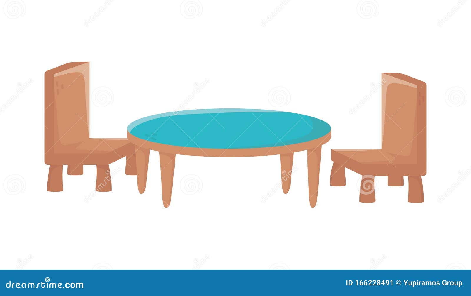 Wooden Table and Chairs Furnitures Interior Stock Vector - Illustration ...