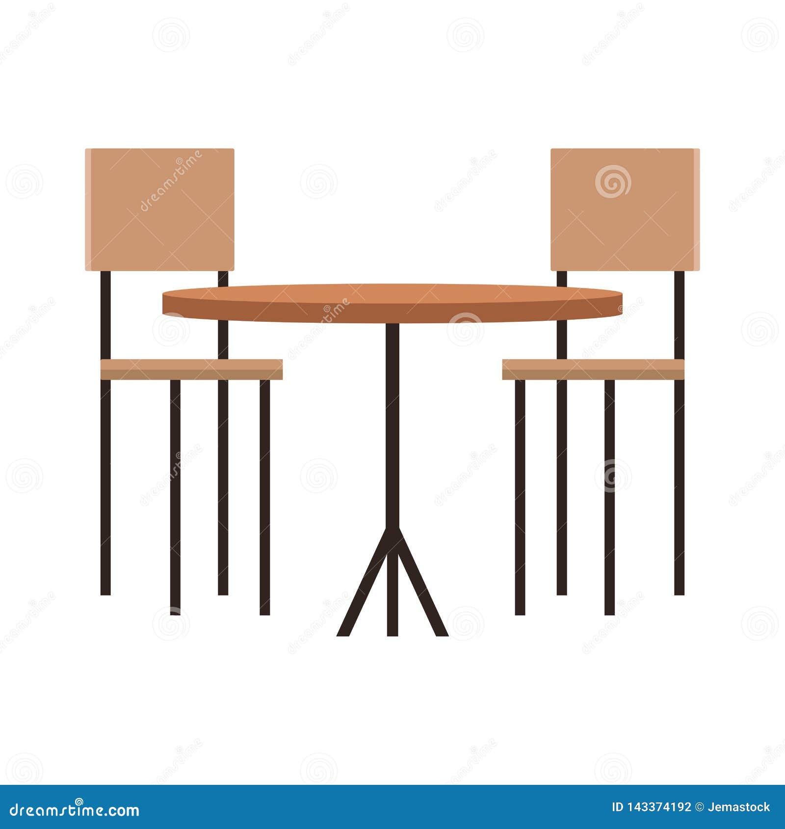 Wooden table and chairs stock vector. Illustration of dinner - 143374192