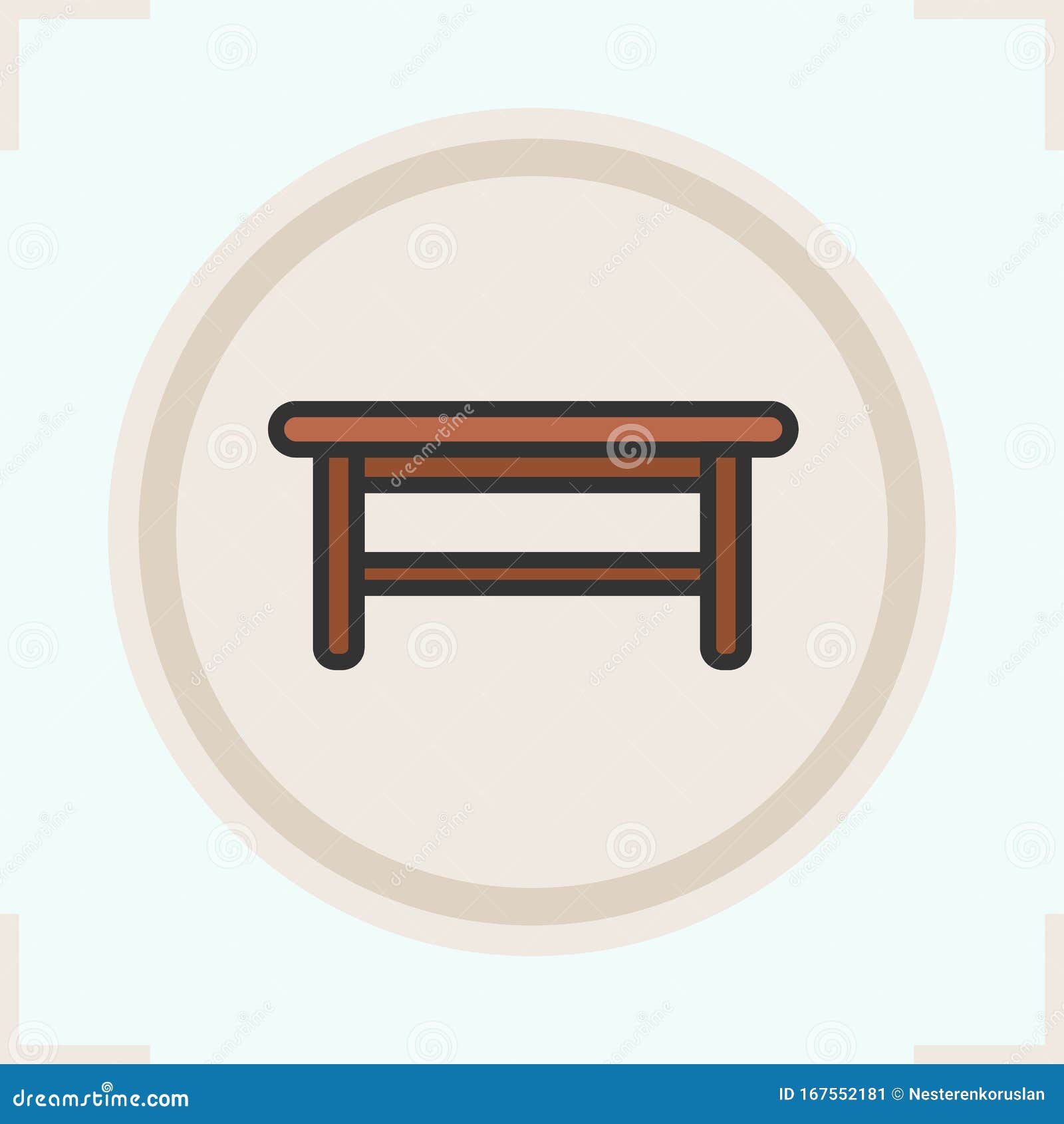 Wooden table color icon stock vector. Illustration of classic - 167552181