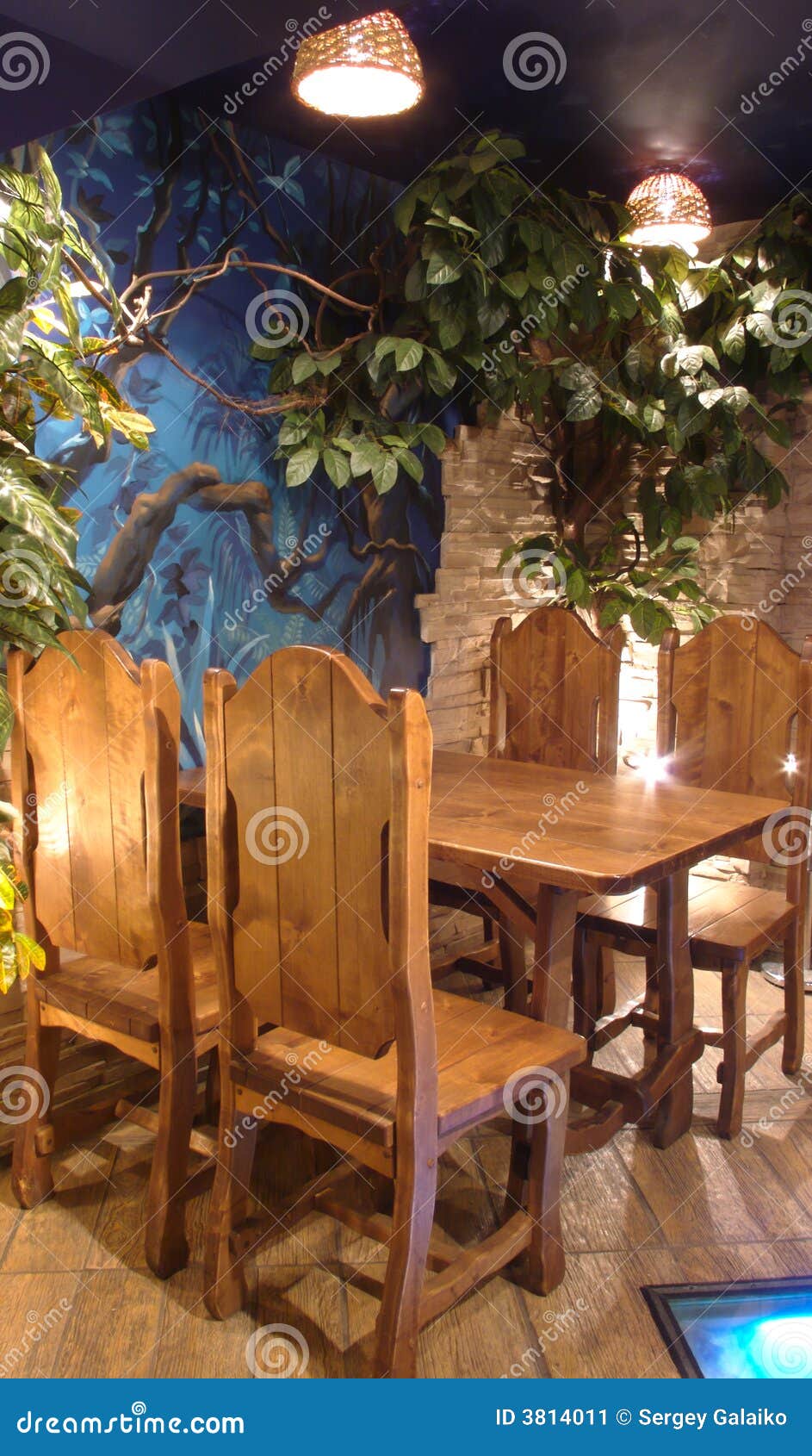 The Wooden Table in the Corner. Stock Image - Image of furniture ...