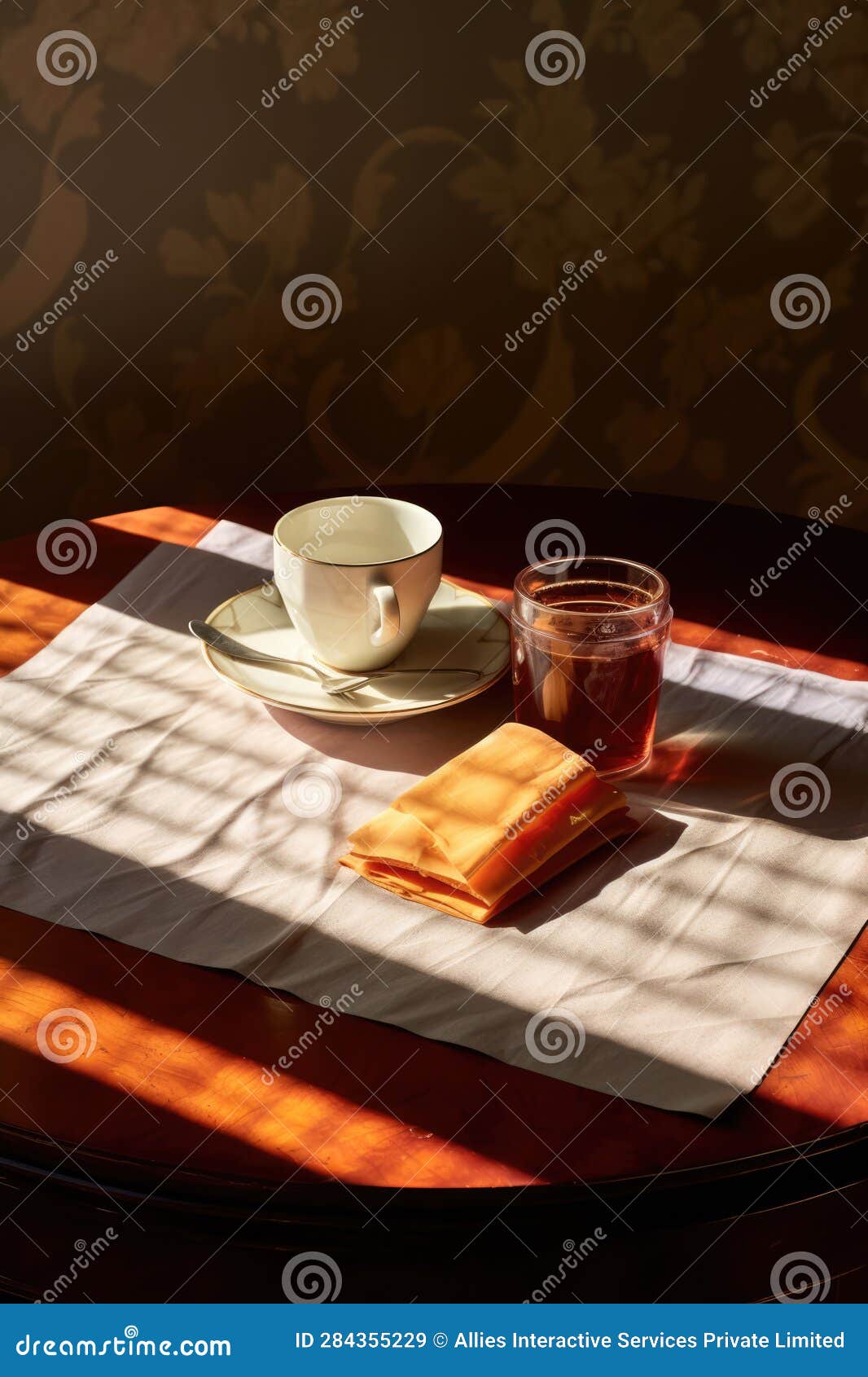 A Cup of Tea and a Plain Pastry, Resting on a Wooden Table Stock Image ...