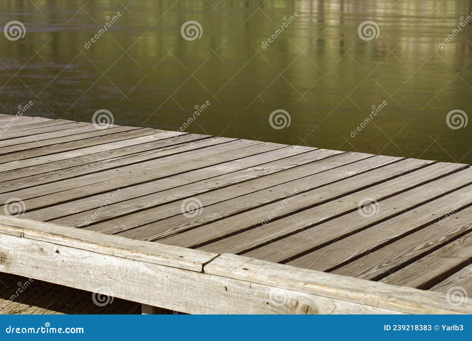 Wooden Table or Decking on the River Bank, Close-up Stock Image - Image ...
