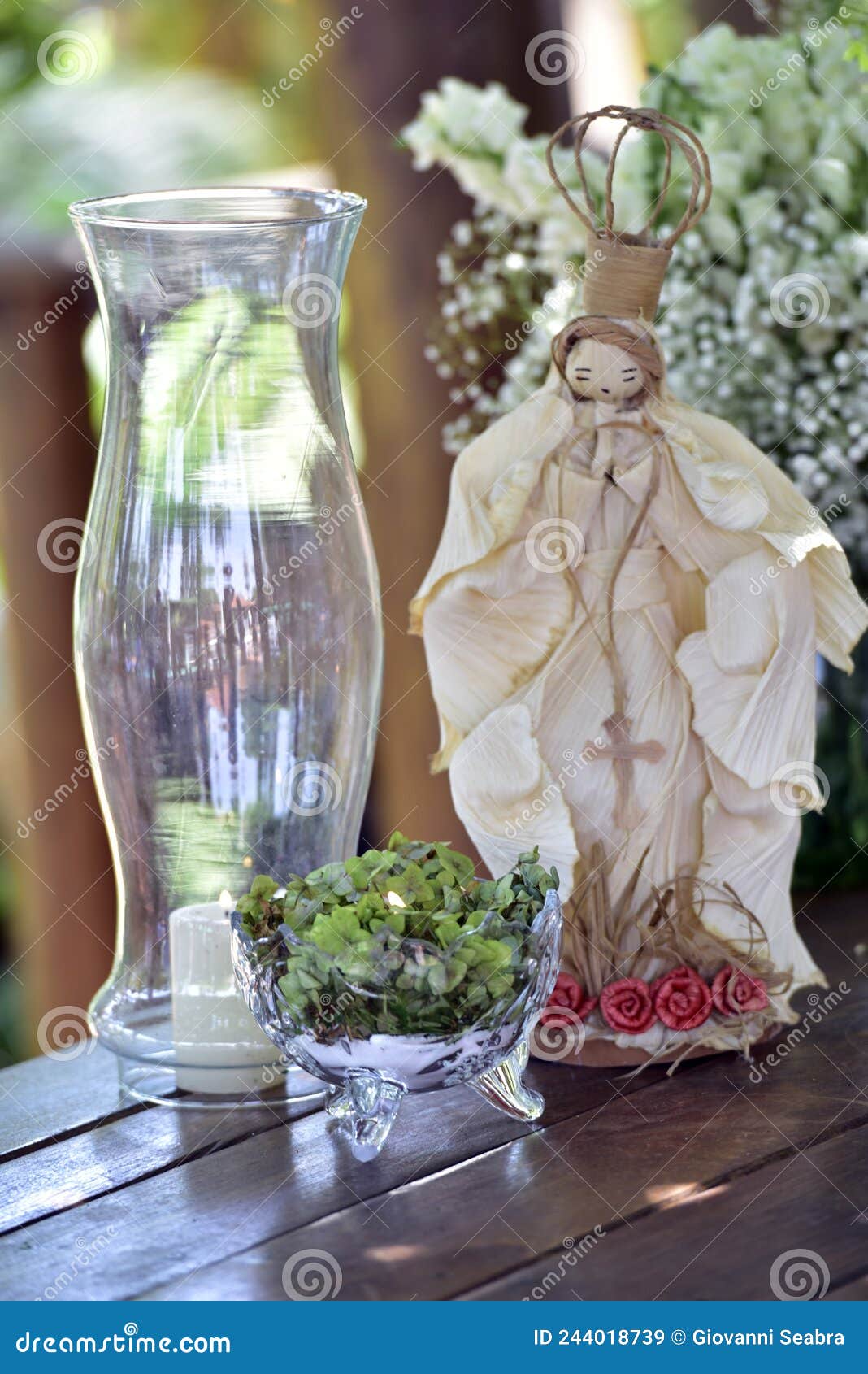 Wooden Table with Decorative Religious Objects on Top Stock Image ...