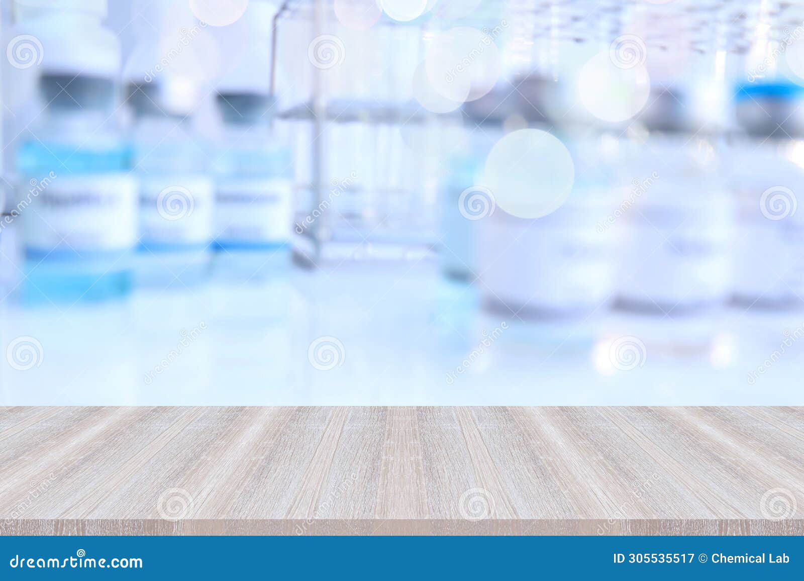 The Wooden Table is Empty and Laboratory Background Stock Image - Image ...