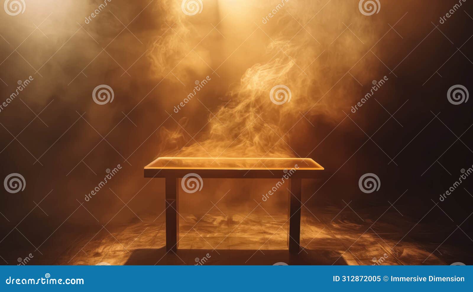 Wooden Table in a Empty Room with Smoke. Table Template Stock ...