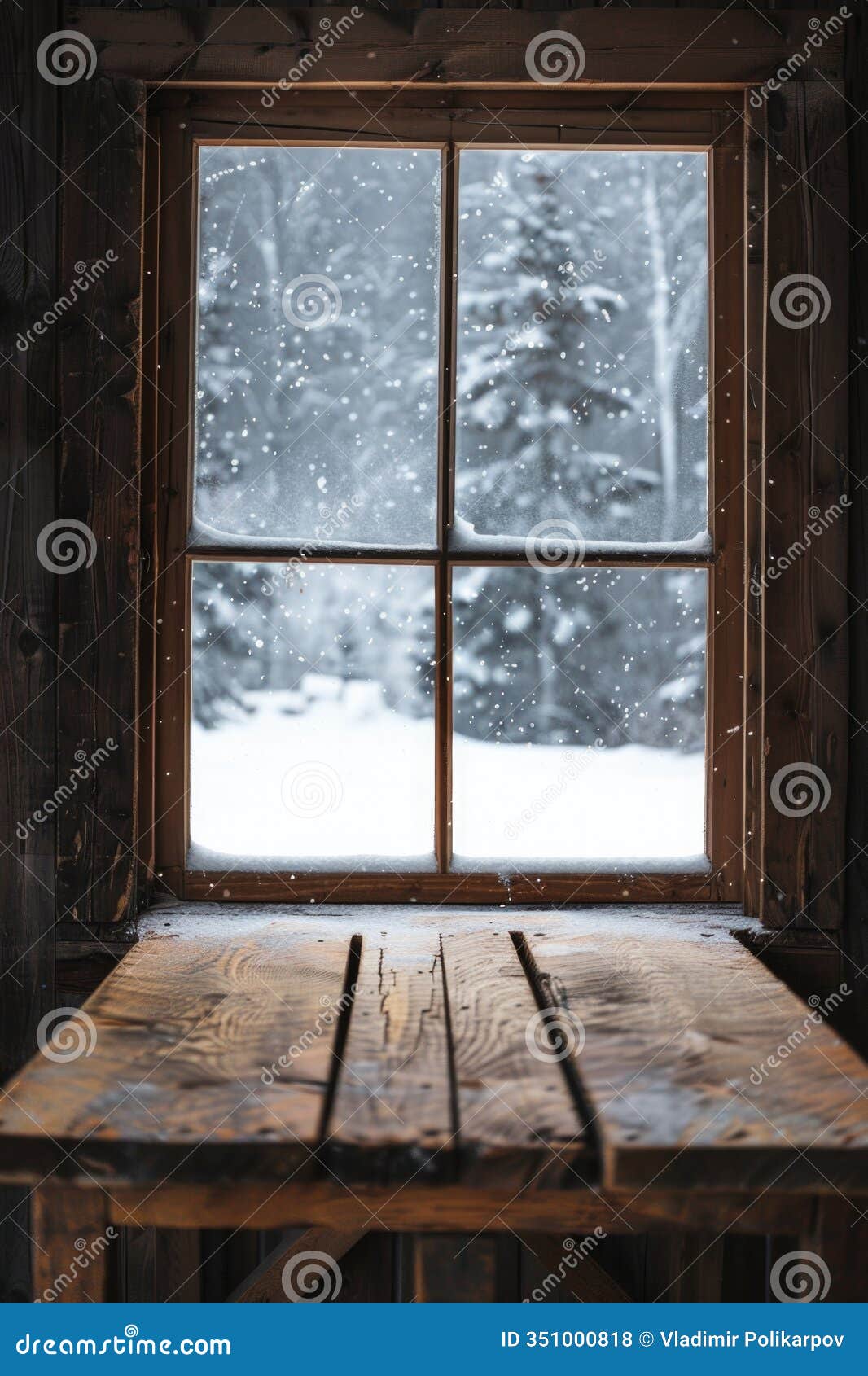 A Wooden Table in Front of a Window, Suitable for Interior Design ...