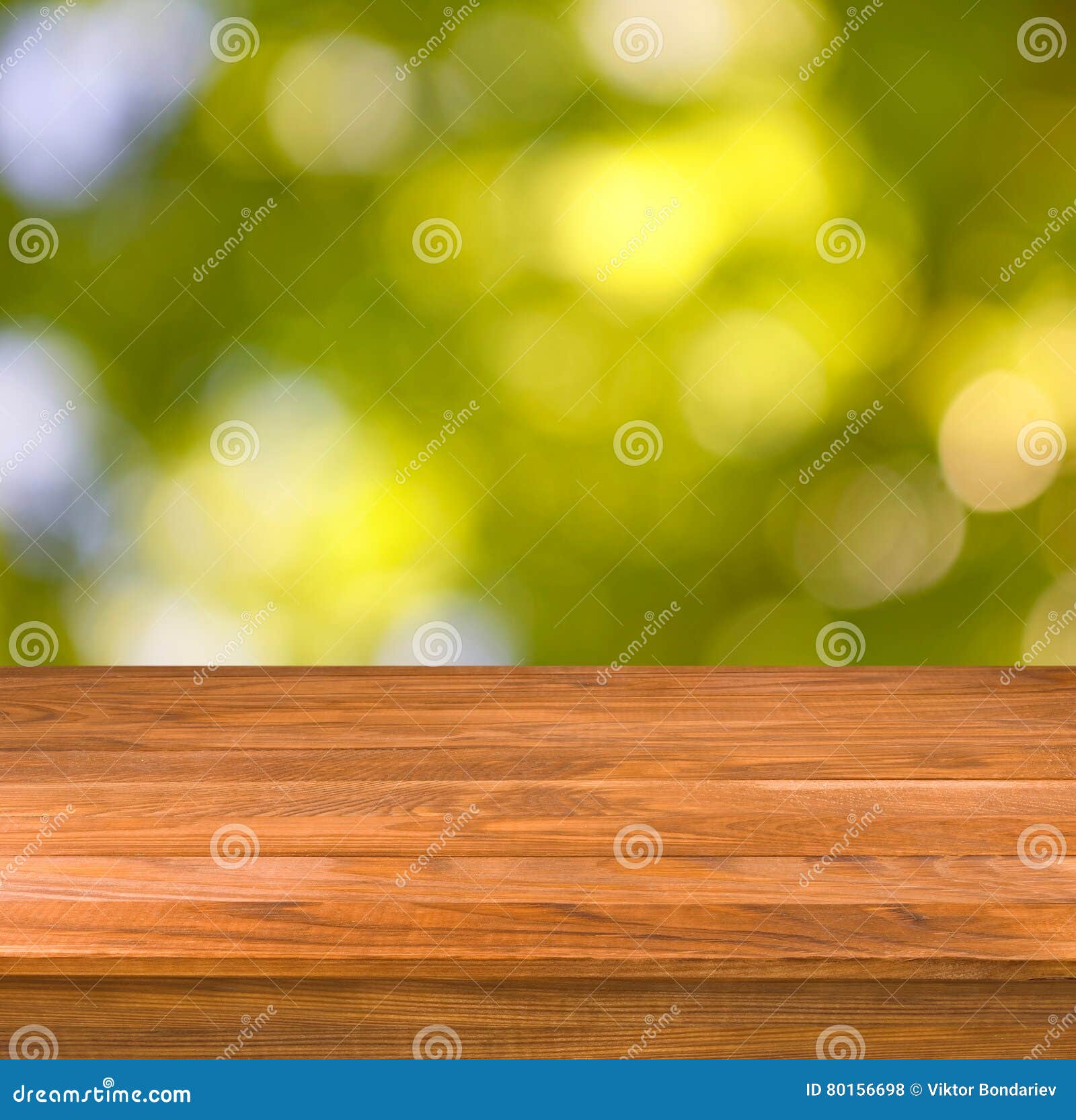 Wooden Table on Green Background Stock Photo - Image of outdoor, summer ...