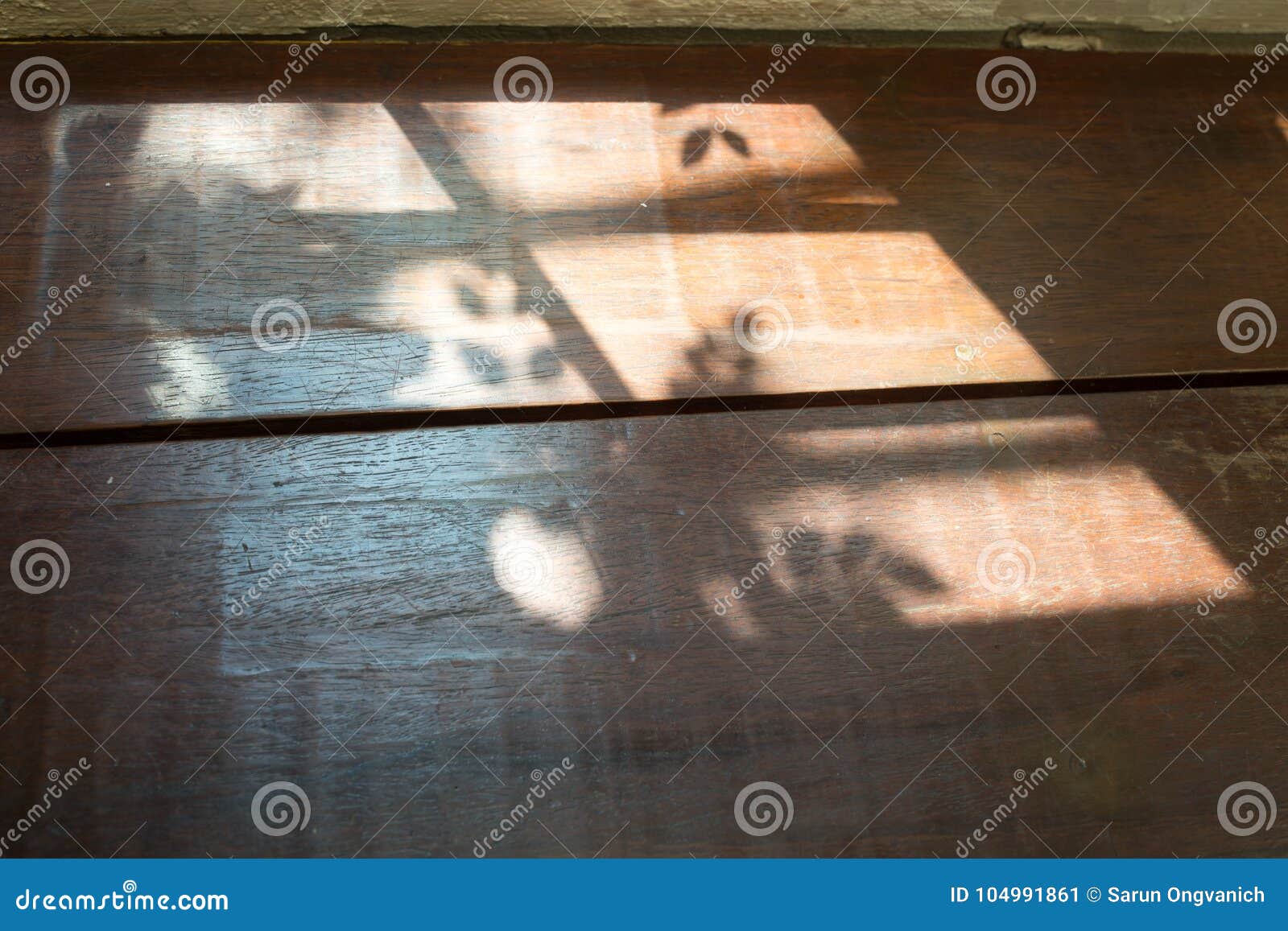 Wooden Table with Light Shadow from Window Stock Image - Image of ...