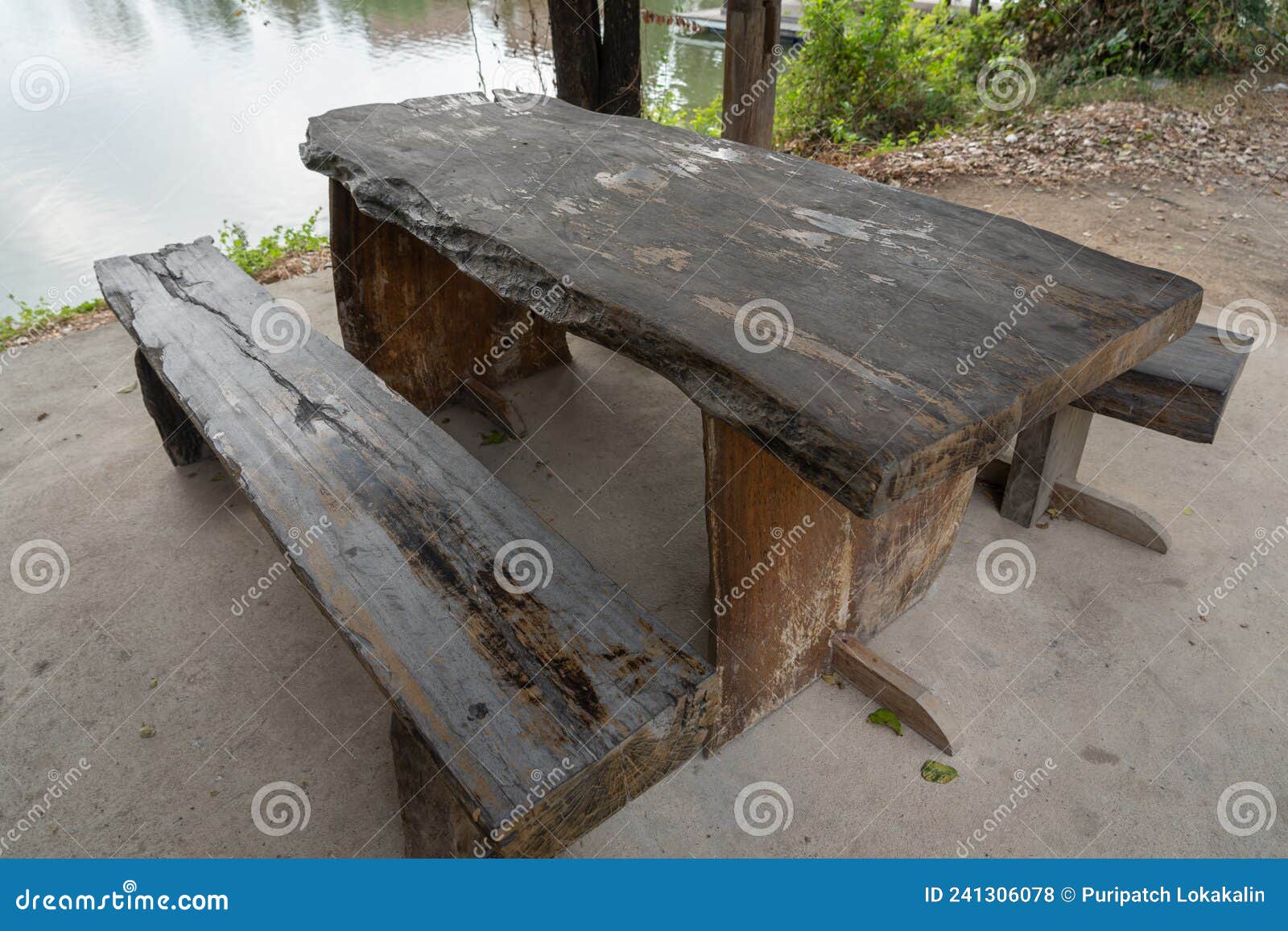 A wooden table stock photo. Image of stool, timber, bole - 241306078