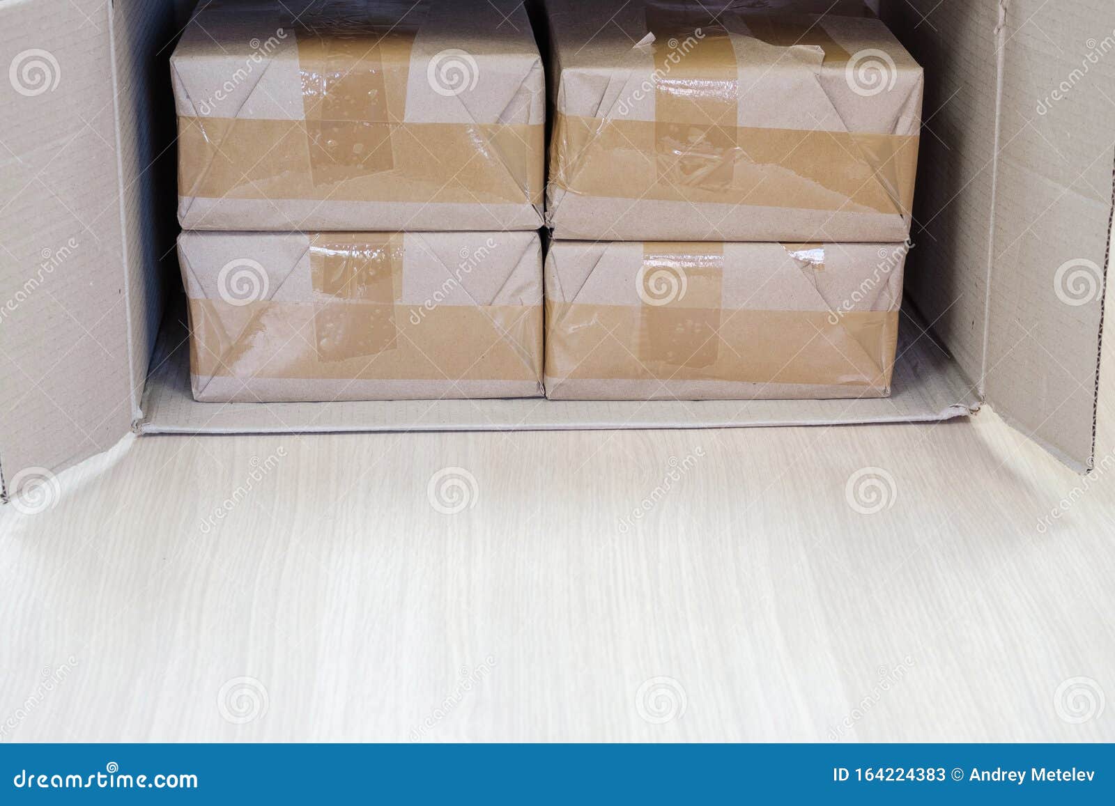 On a Wooden Table in a Paper Box Sealed Packaged Packs Stock Image ...