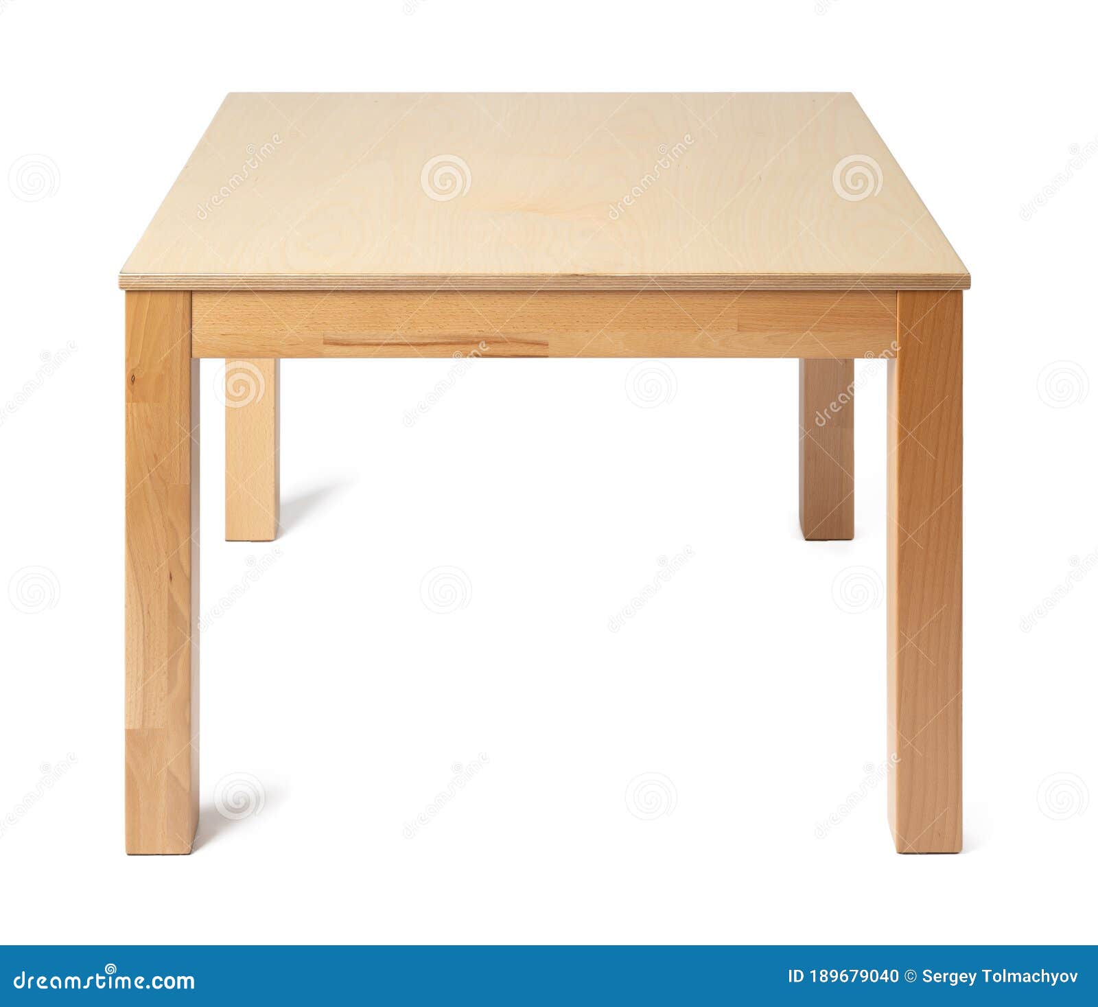 Wooden Table with Rectangle Tabletop Isolated on White Stock Photo ...