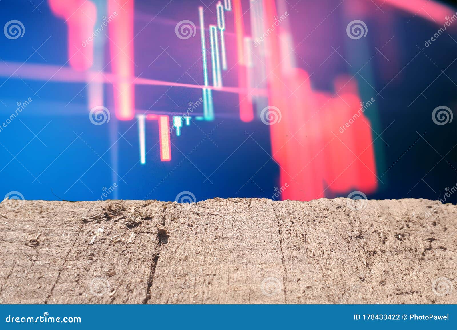 Wooden Table with Red Chart in Background. Stock Photo - Image of ...