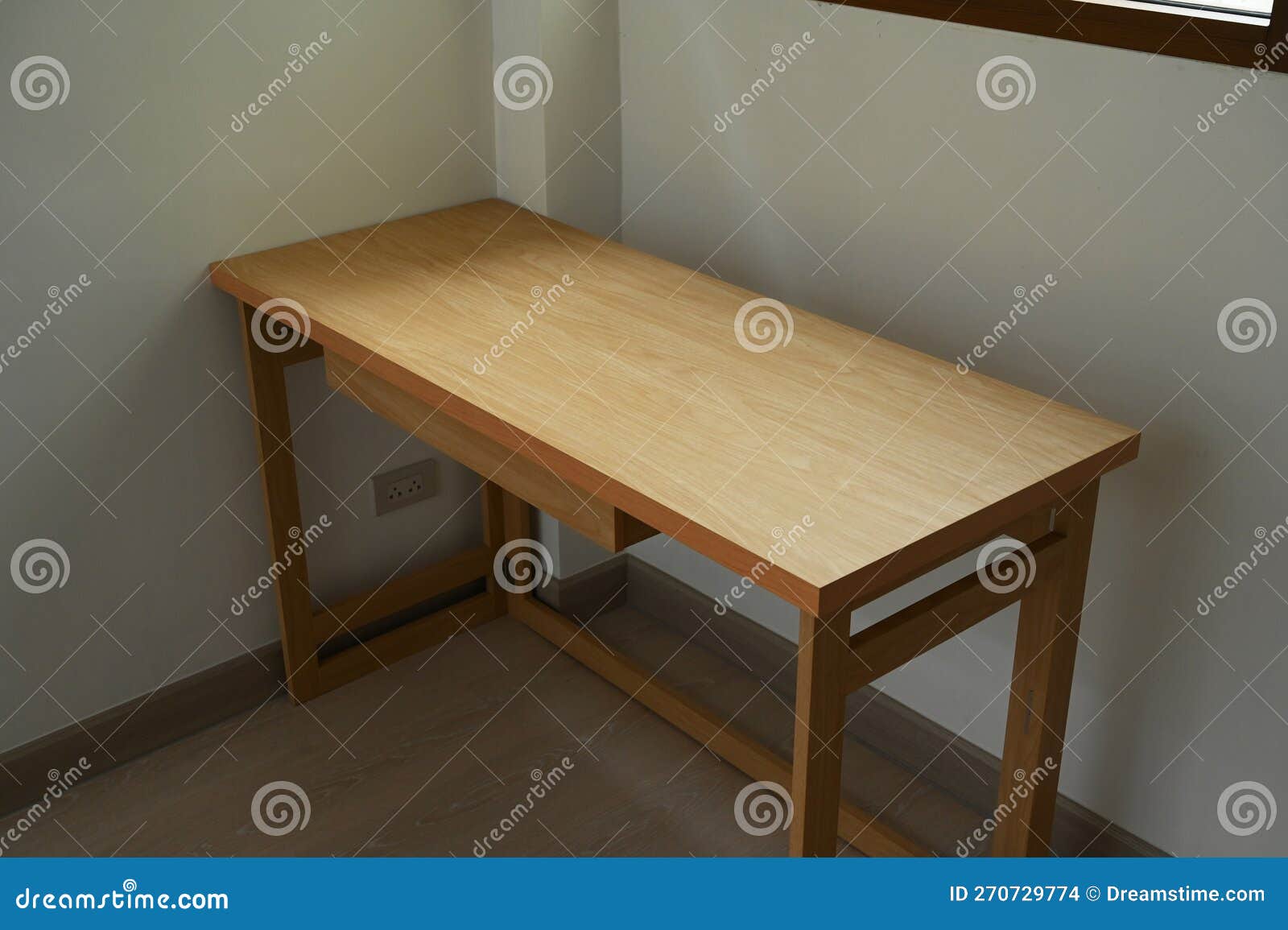 Brown Wooden Table in the White Room, Interior Design Stock Photo ...