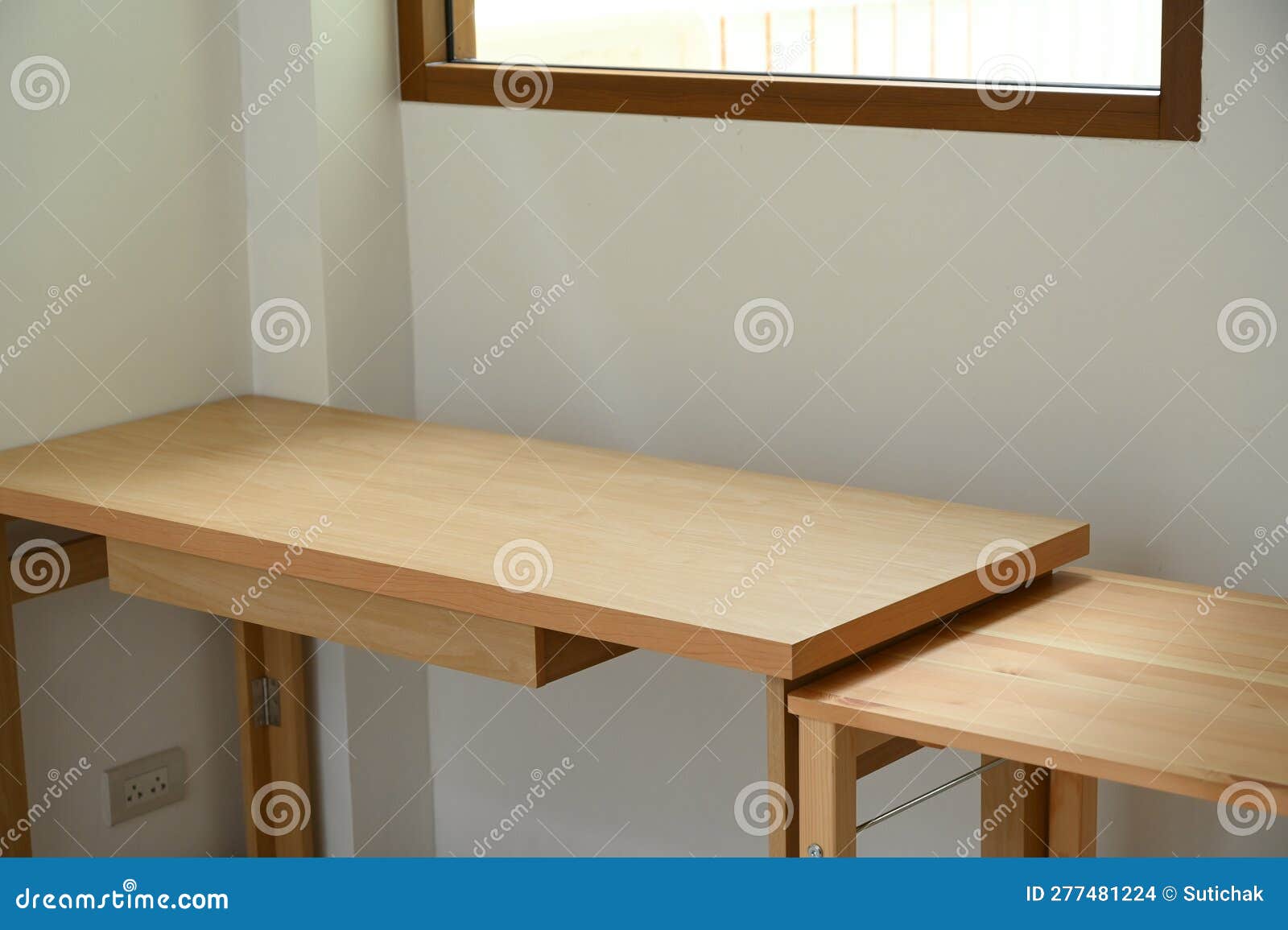 Brown Wooden Table in the Room, Interior Design Stock Photo - Image of ...