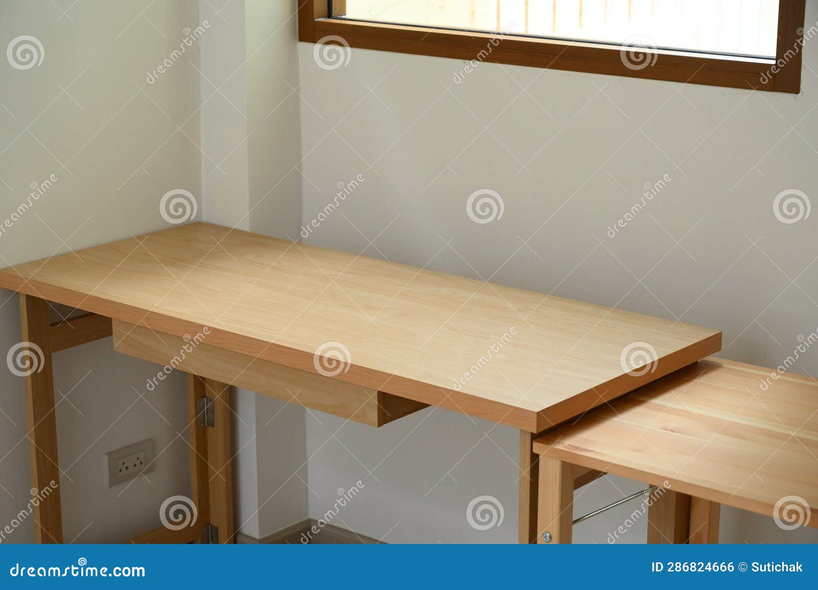 Plank Wooden Table in the Room, Interior Design Stock Photo - Image of ...
