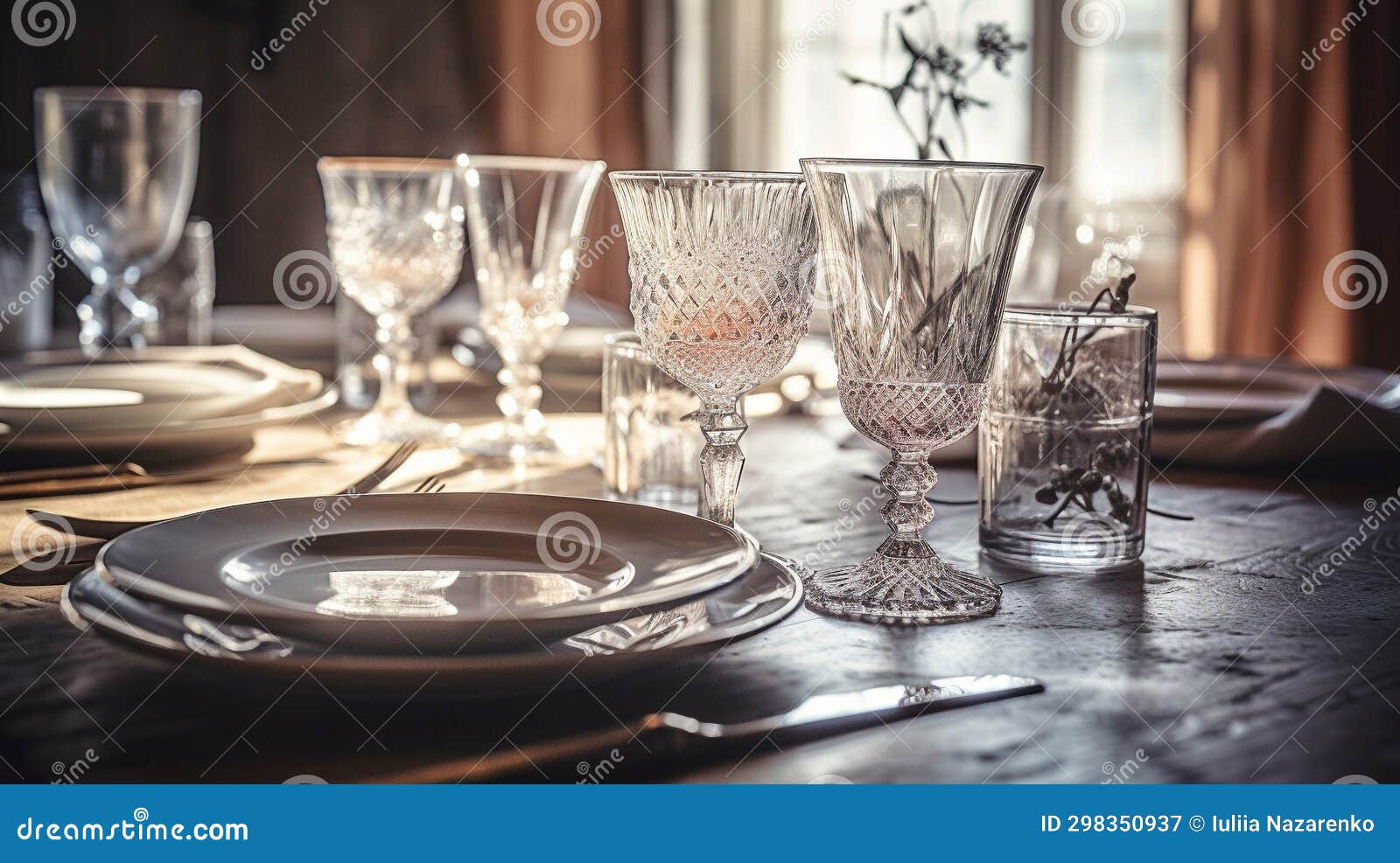 Wooden Table Setting. AI Generated Stock Image - Image of interior ...
