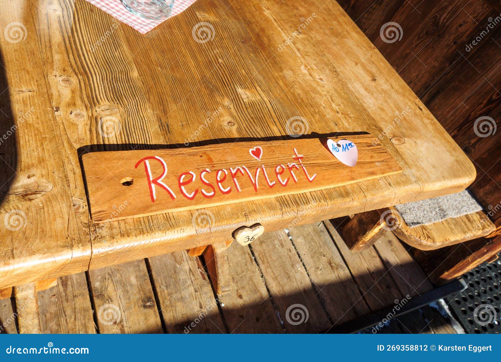On a Table is a Sign with the Inscription Reserved Stock Photo - Image ...