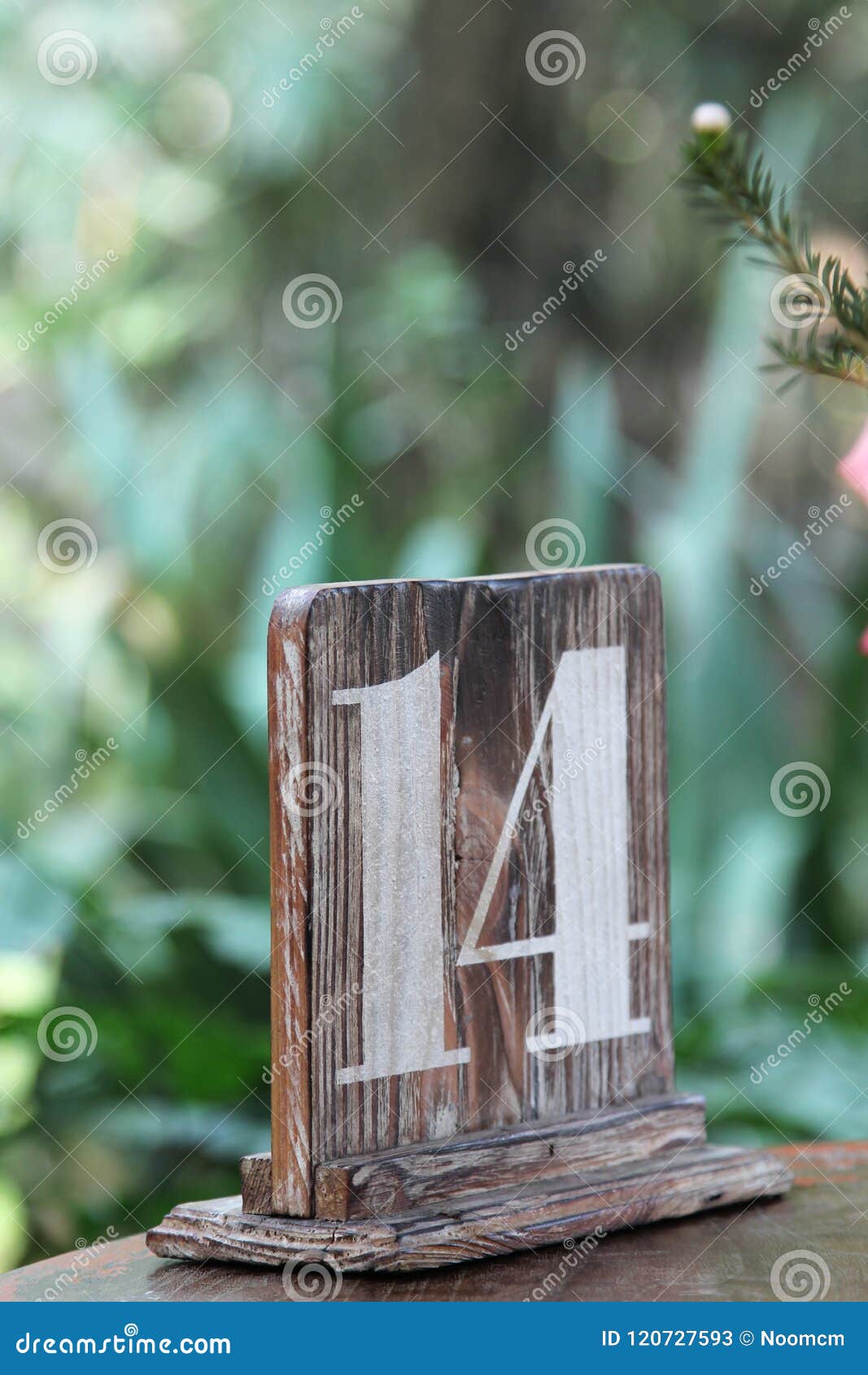 Wooden Table Sign on Table. Stock Image - Image of number ...