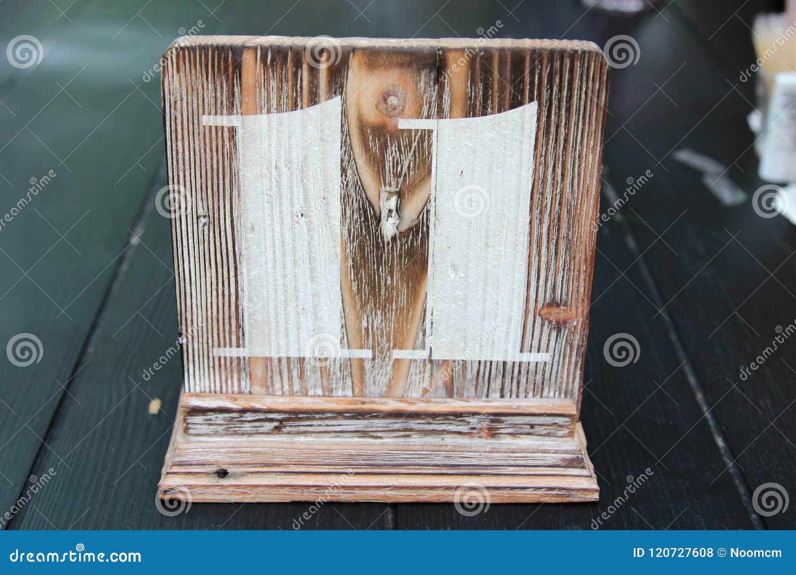 Wooden Table Sign on Table. Stock Photo - Image of board, communication ...