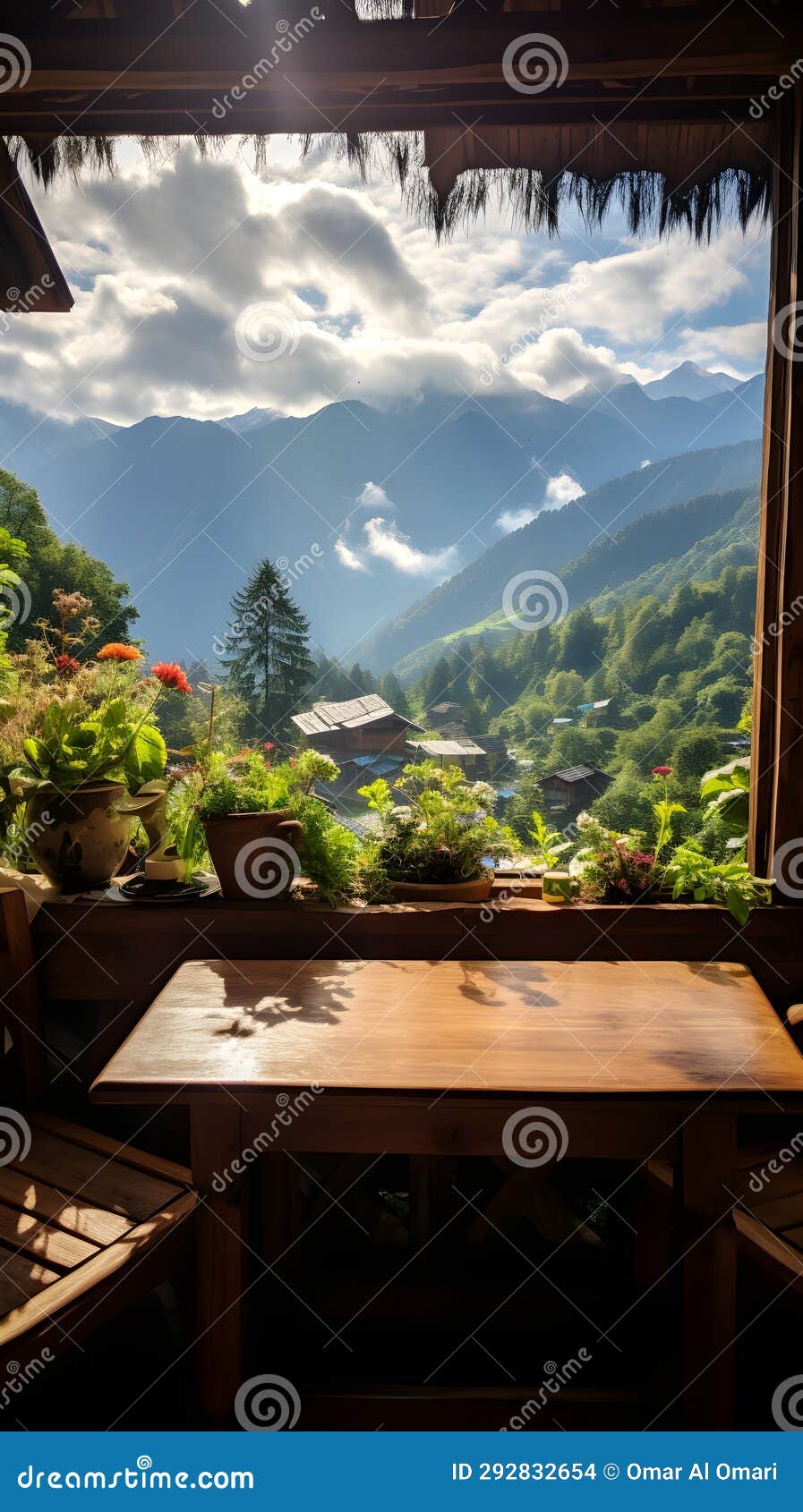 A Wooden Table Sitting in Front of a Window Window View from Wooden ...