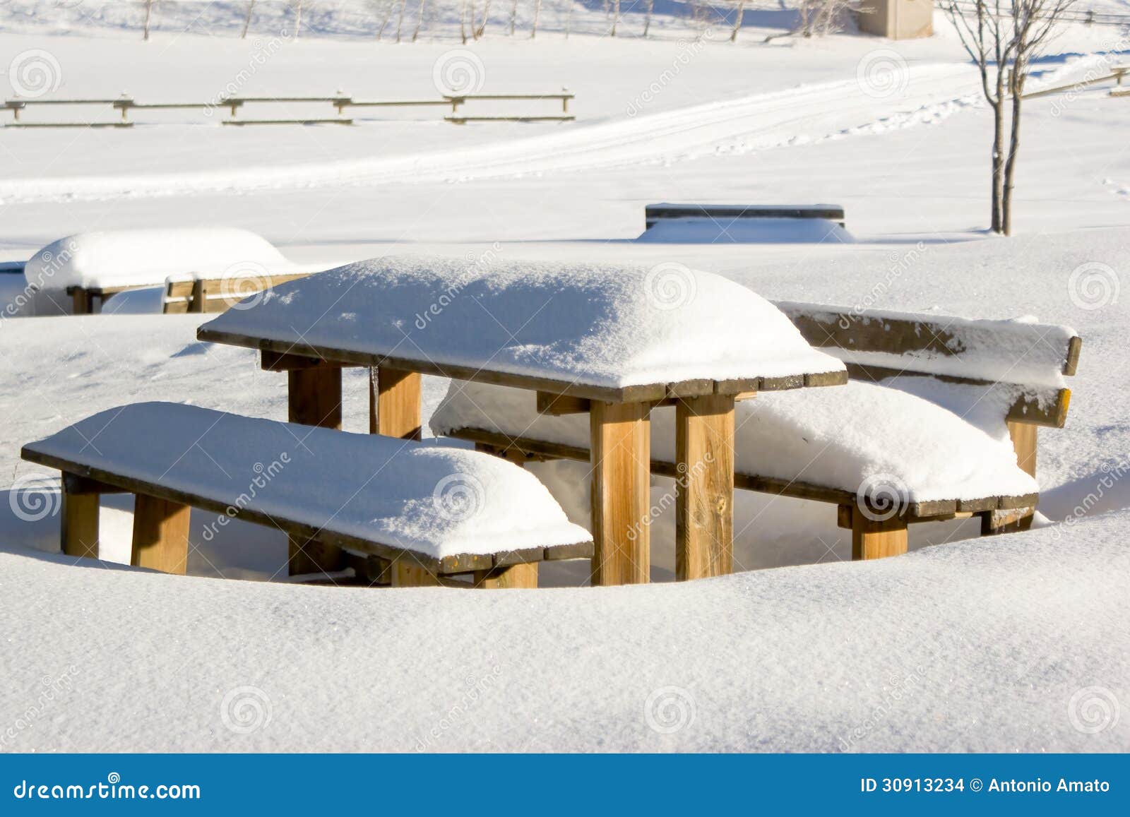 Wooden table snowy stock photo. Image of mountains, tables - 30913234