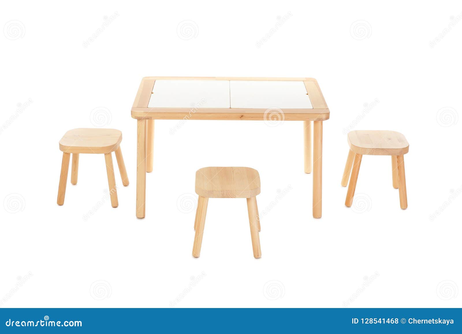 Wooden Table and Stools for Kids Stock Photo - Image of apartment ...