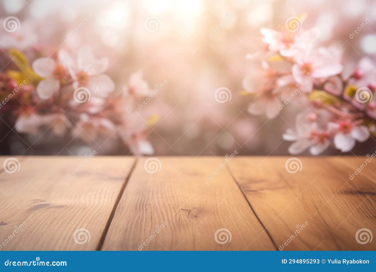 Wooden Table Texture with Blossom. Generate Ai Stock Illustration ...