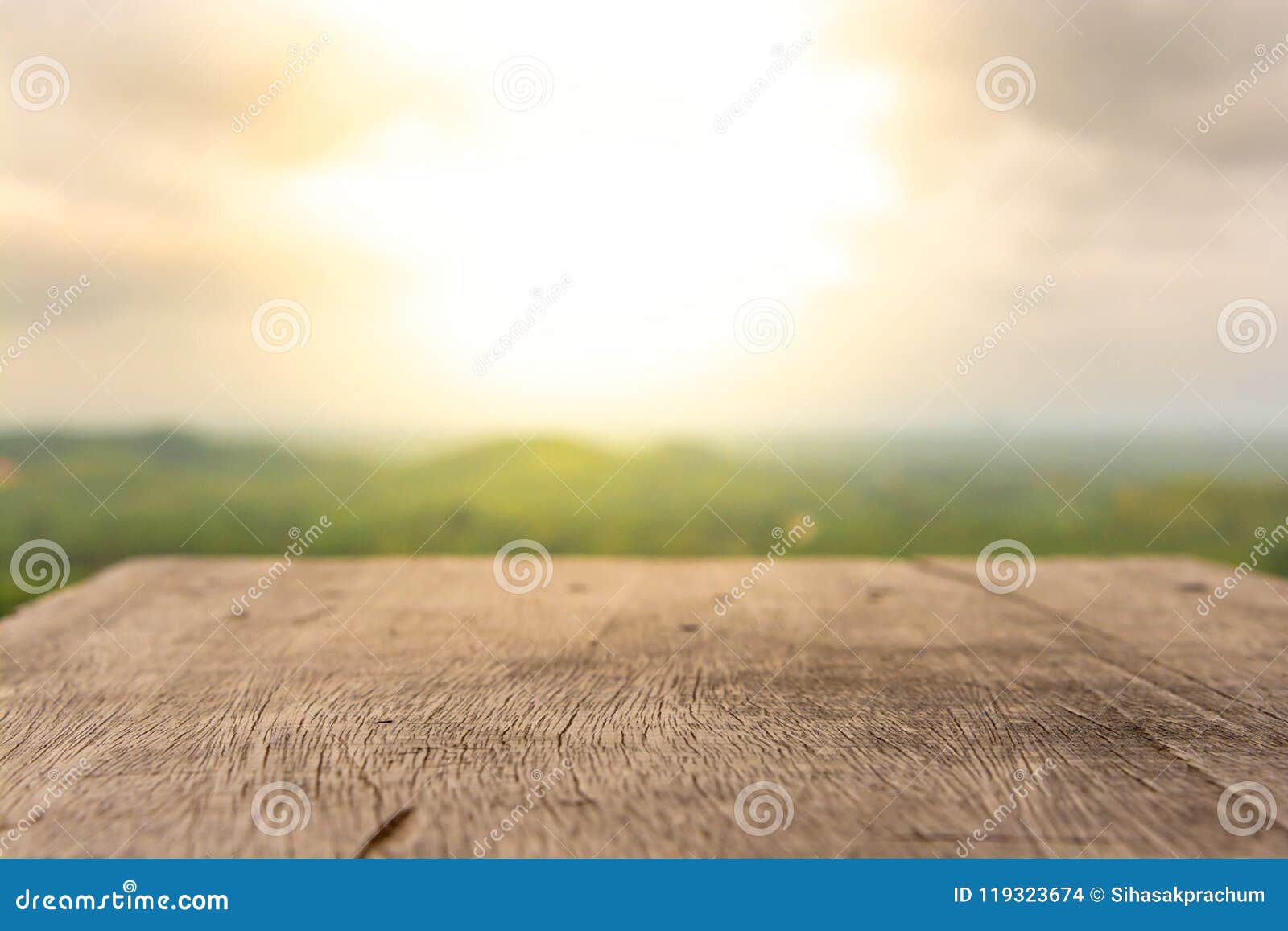 Wooden Table Top with Mountain Stock Photo - Image of nature, spring ...