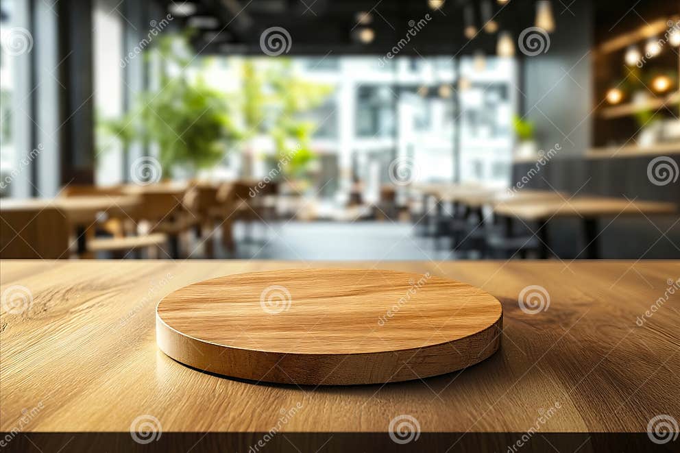 A Wooden Table Top in a Restaurant Setting Stock Image - Image of cafe ...
