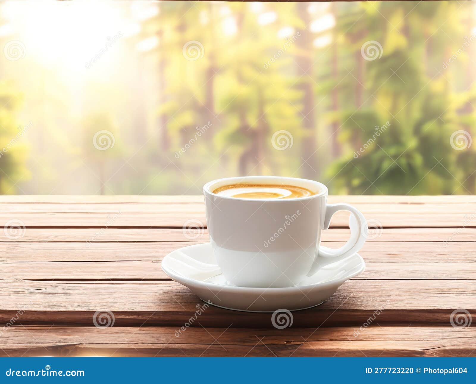 Wooden Table Top with White Coffee Cup. Stock Illustration ...
