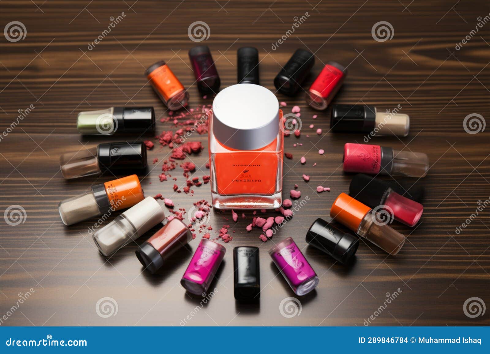 A Wooden Table Topped with Different Types of Nail Polish Stock ...