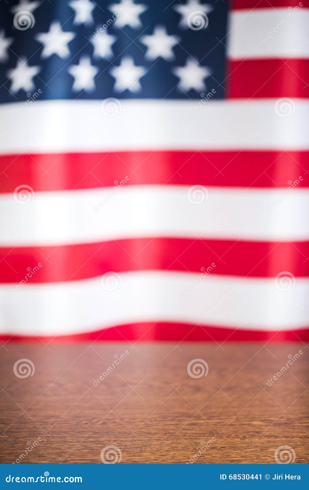 Wooden table and usa flag stock image. Image of celebrate - 68530441